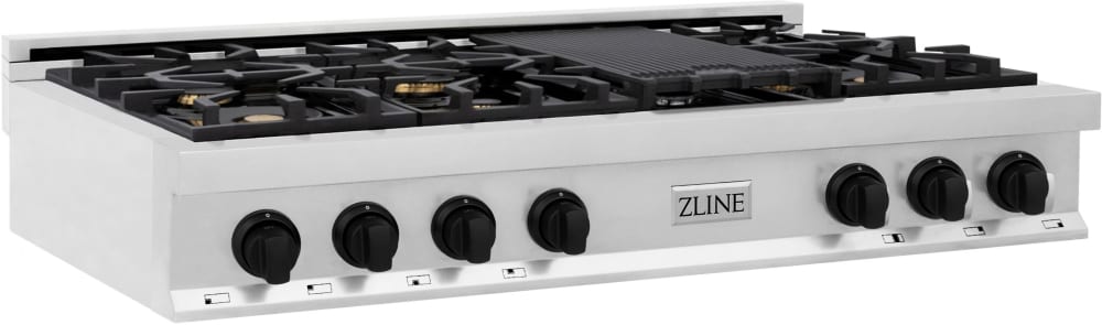 ZLINE RTZ48MB 48 Inch Gas Rangetop with 7 Sealed Italian Burners, Cast ...