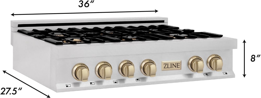 ZLINE RTSZ36G 36 Inch Gas Rangetop with 6 Sealed Burners, 18,000 BTU ...