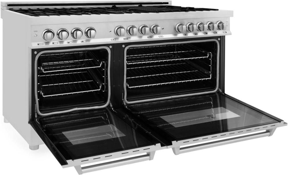 ZLINE RA60 60 Inch Pro-Style Double Oven Dual Fuel Range with 9 Sealed ...