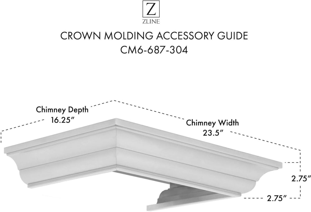 ZLINE CM6687304 Crown Molding Profile 6 for Wall Mount Range Hood