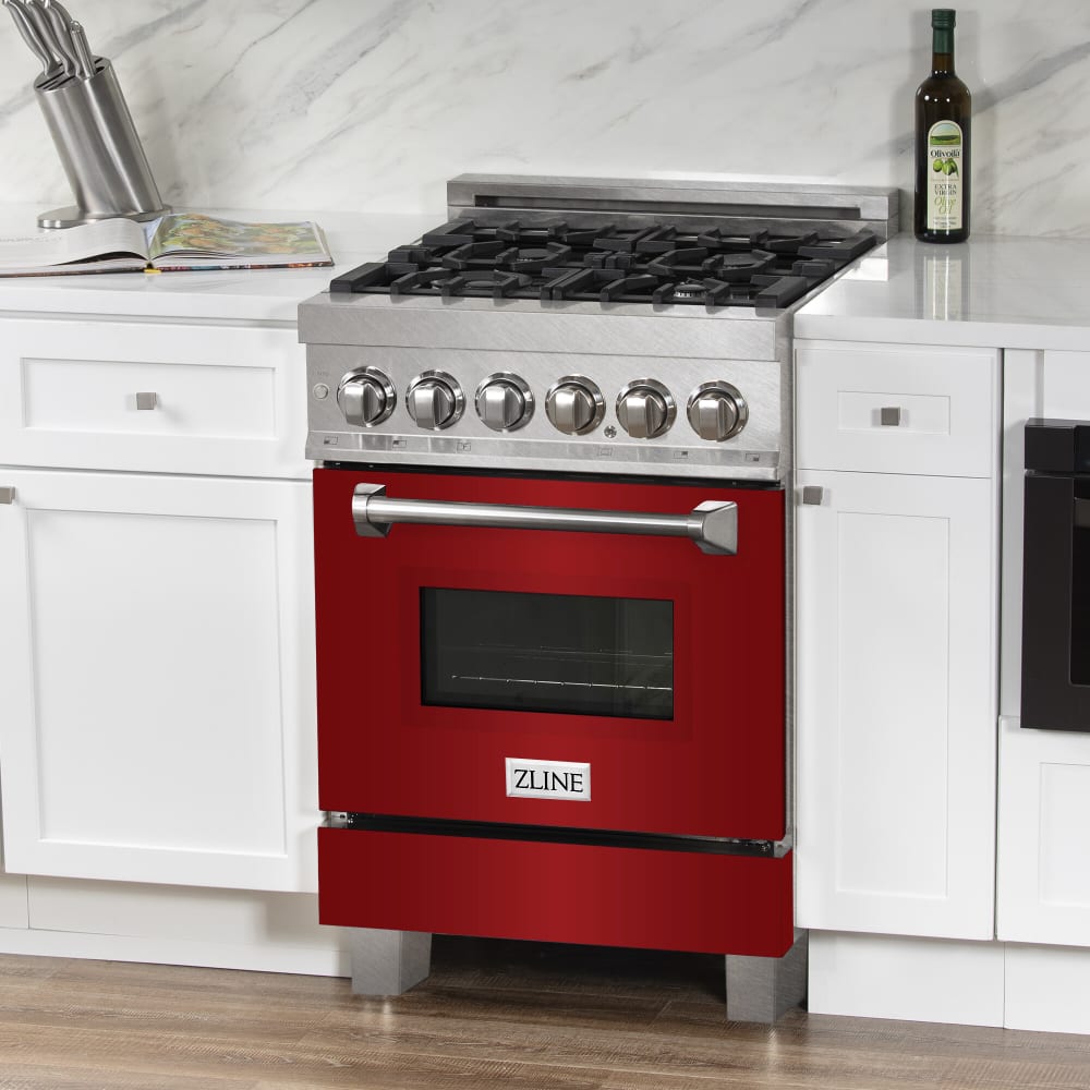 ZLINE RASRG24 24 Inch Freestanding Professional Dual Fuel Range with 4 ...