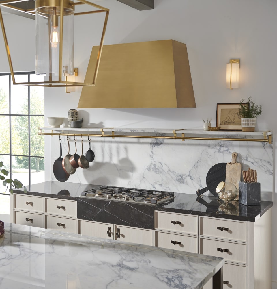 Monogram ZVC48DNB1 48 Inch Custom Wall Mount Hood in Brass