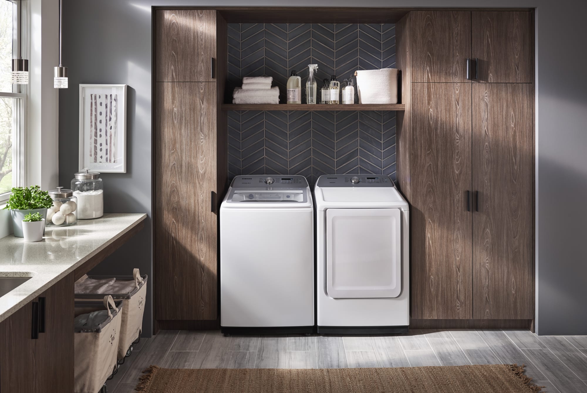 Samsung SAWADREW5205 Side-by-Side Washer & Dryer Set with Top Load ...