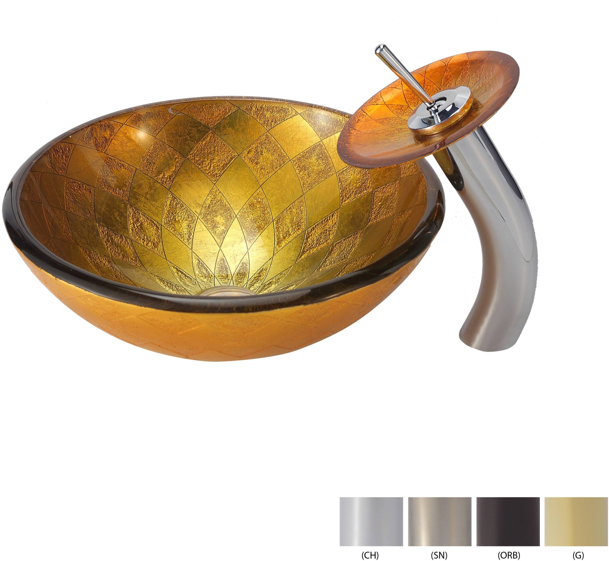 Kraus CGV69119MM10CH 16.5 Inch Orion Glass Vessel Sink with Single ...