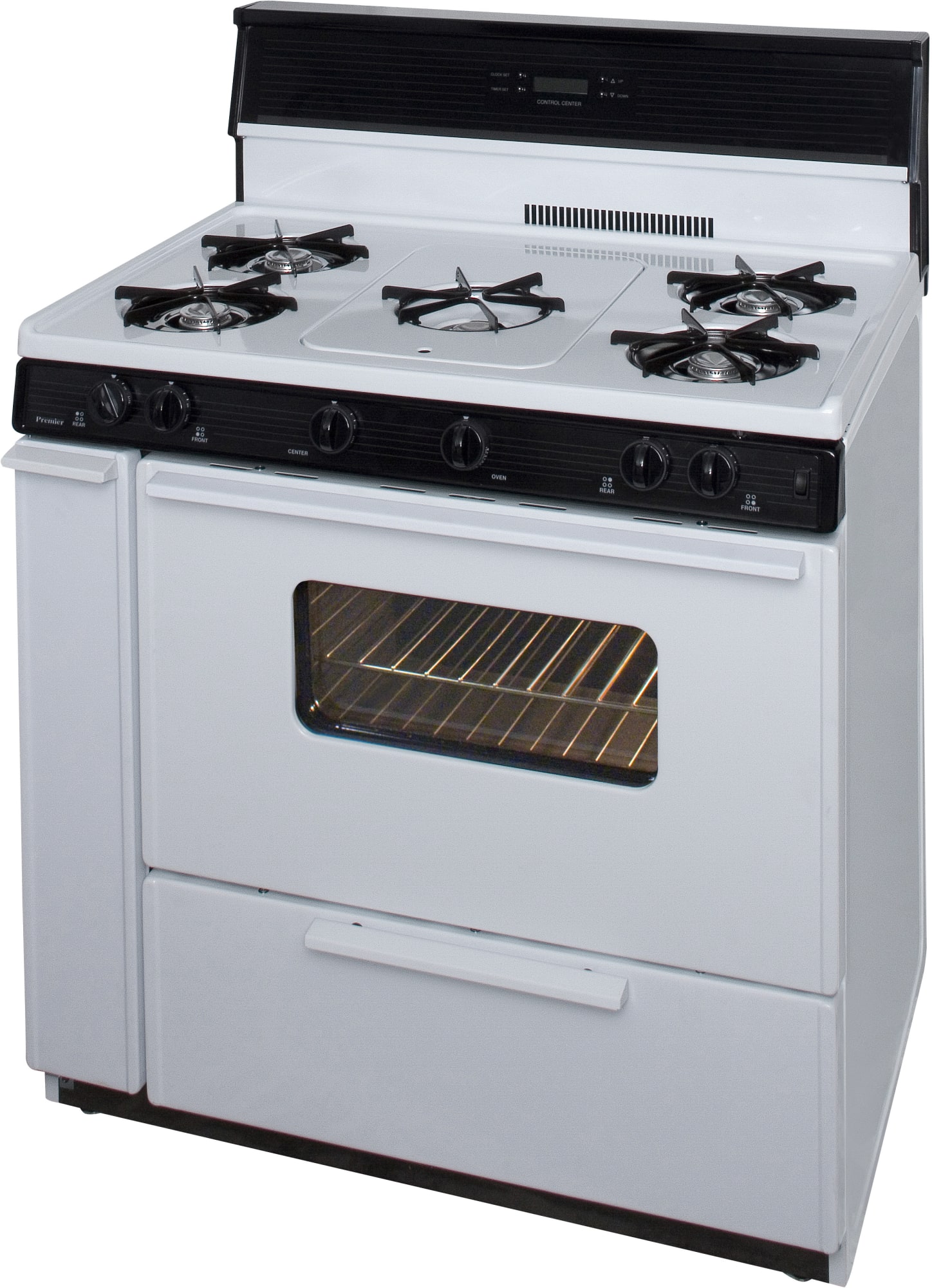Premier SLK249W 36 Inch Freestanding Gas Range with 5 Open Burners, 3.9 ...