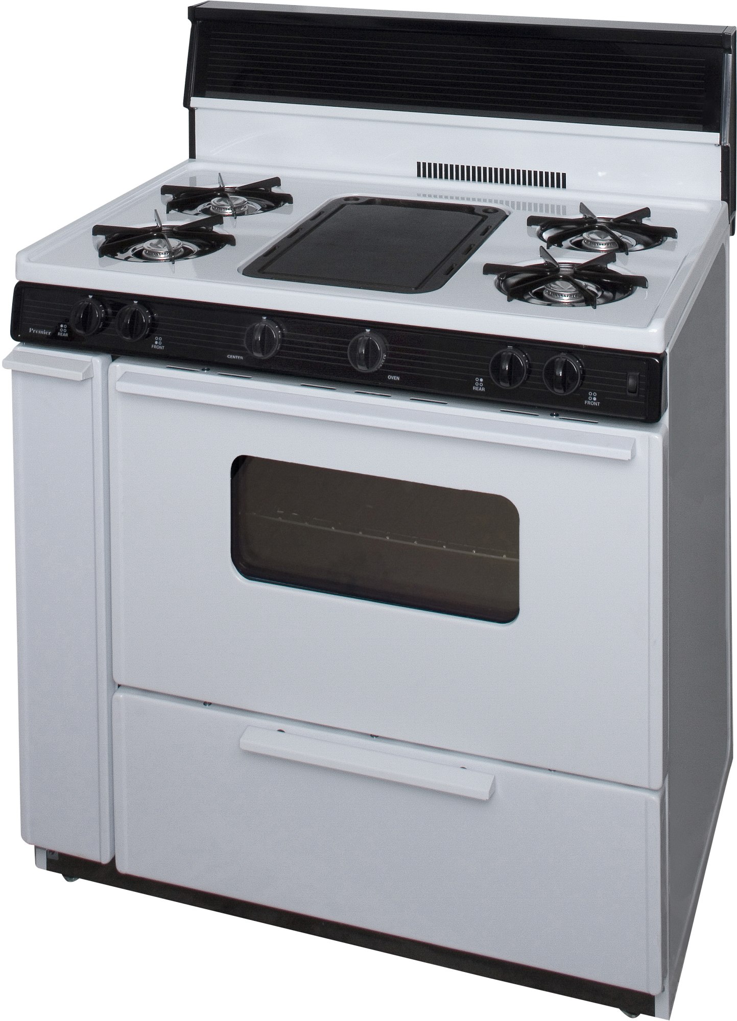 Premier BLK5S9WP 36 Inch Freestanding Gas Range with 5 Burners, Griddle ...