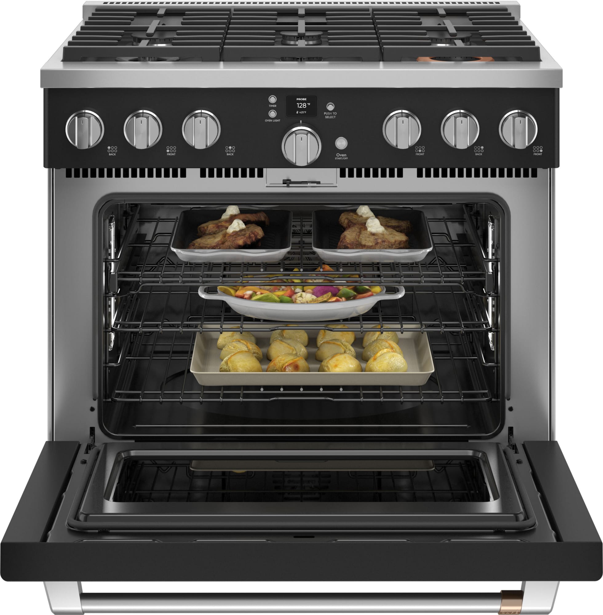 Cafe C2Y366P3TD1 36 Inch Smart Dual Fuel Professional Range with 6 ...
