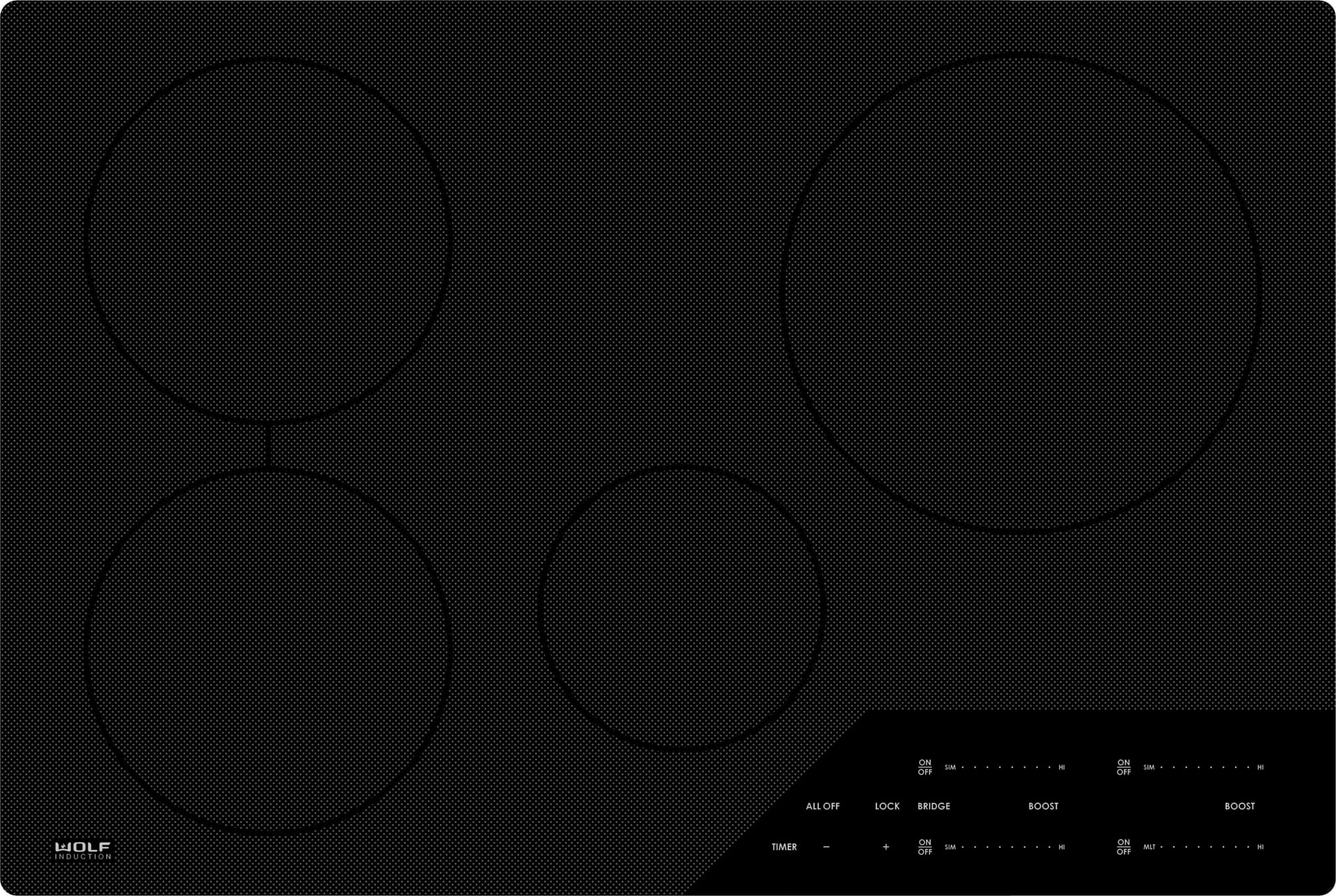 Wolf CI304CB 30 Inch Induction Cooktop with 4 Cooking Zones, Bridge ...