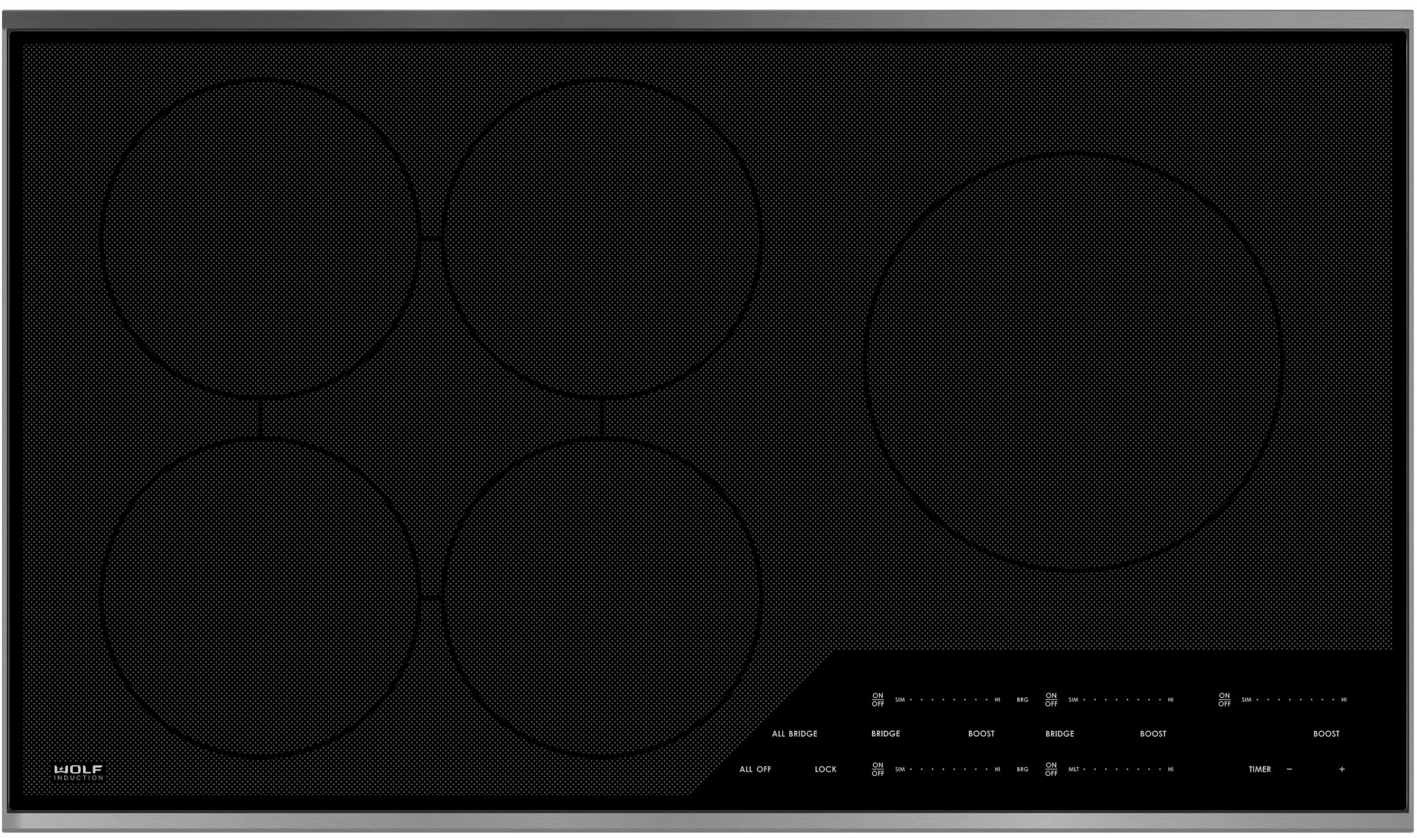 Wolf CI365TS 36 Inch Induction Cooktop with 5 Cooking Zones, 5 Bridge ...