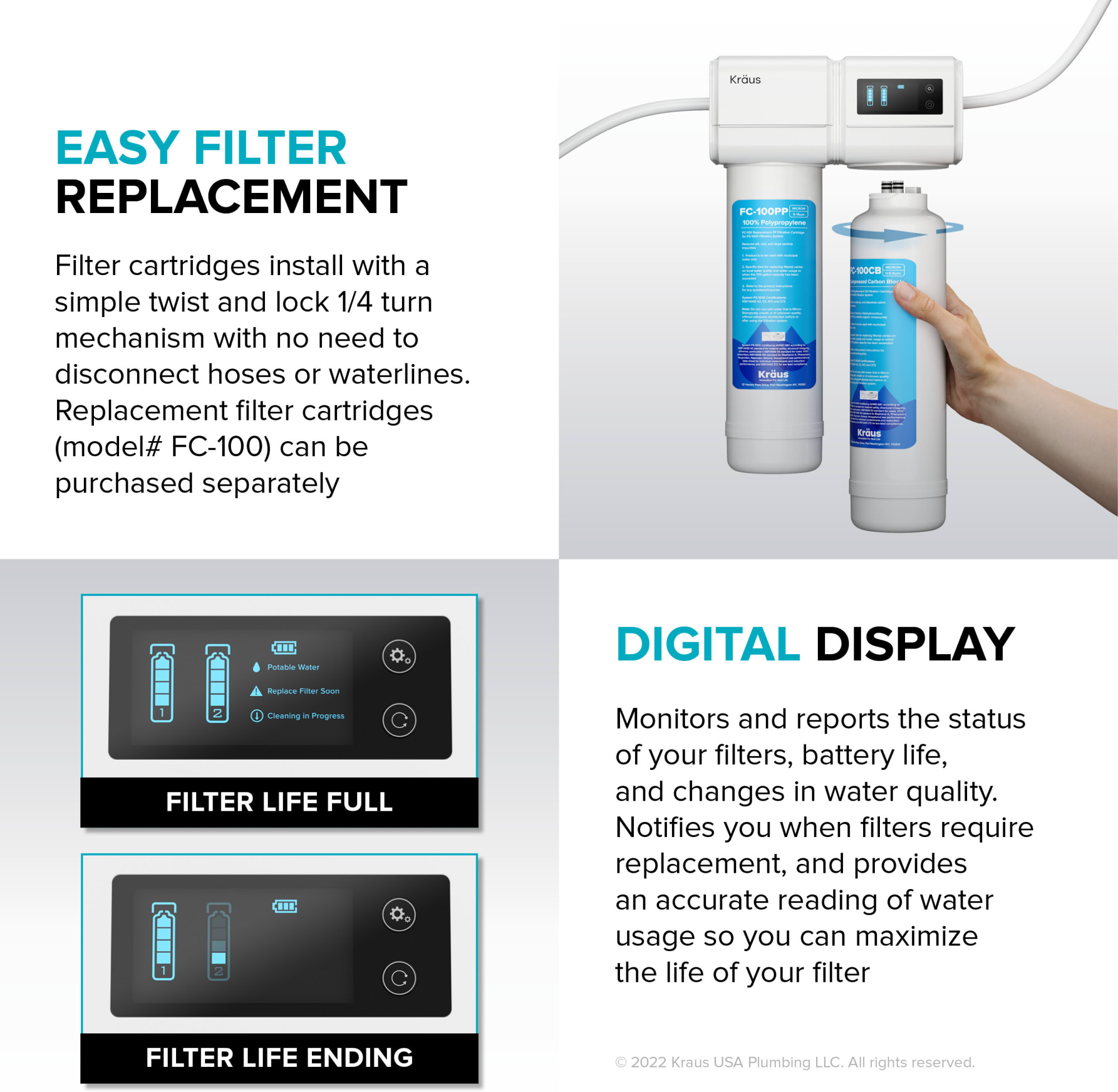 Kraus FS1000FF100MB KRAUS® Purita™ 2-Stage Under-Sink Filtration System ...
