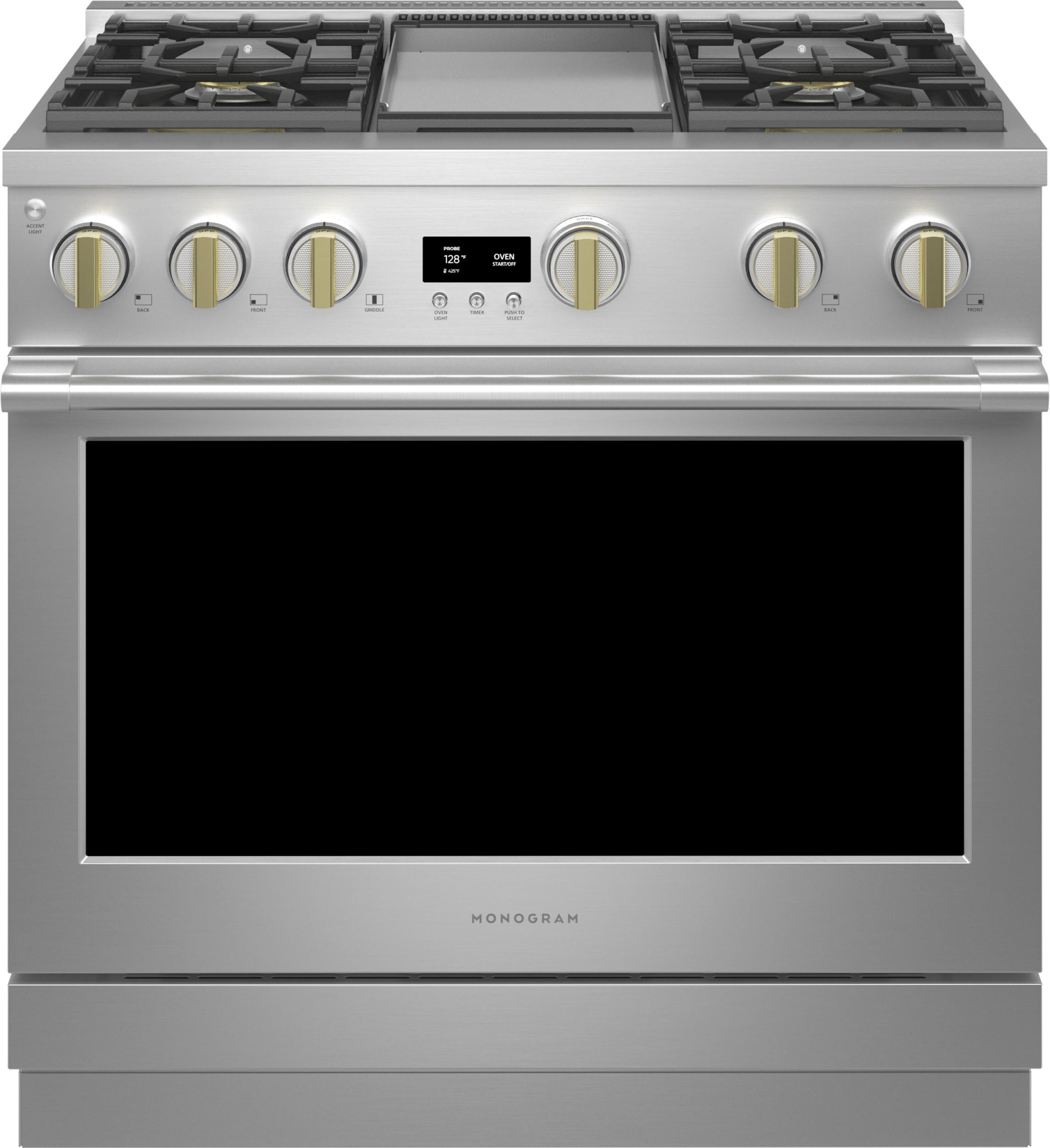 Monogram ZGP364NDTSS 36 Inch Freestanding Professional Gas Smart Range ...