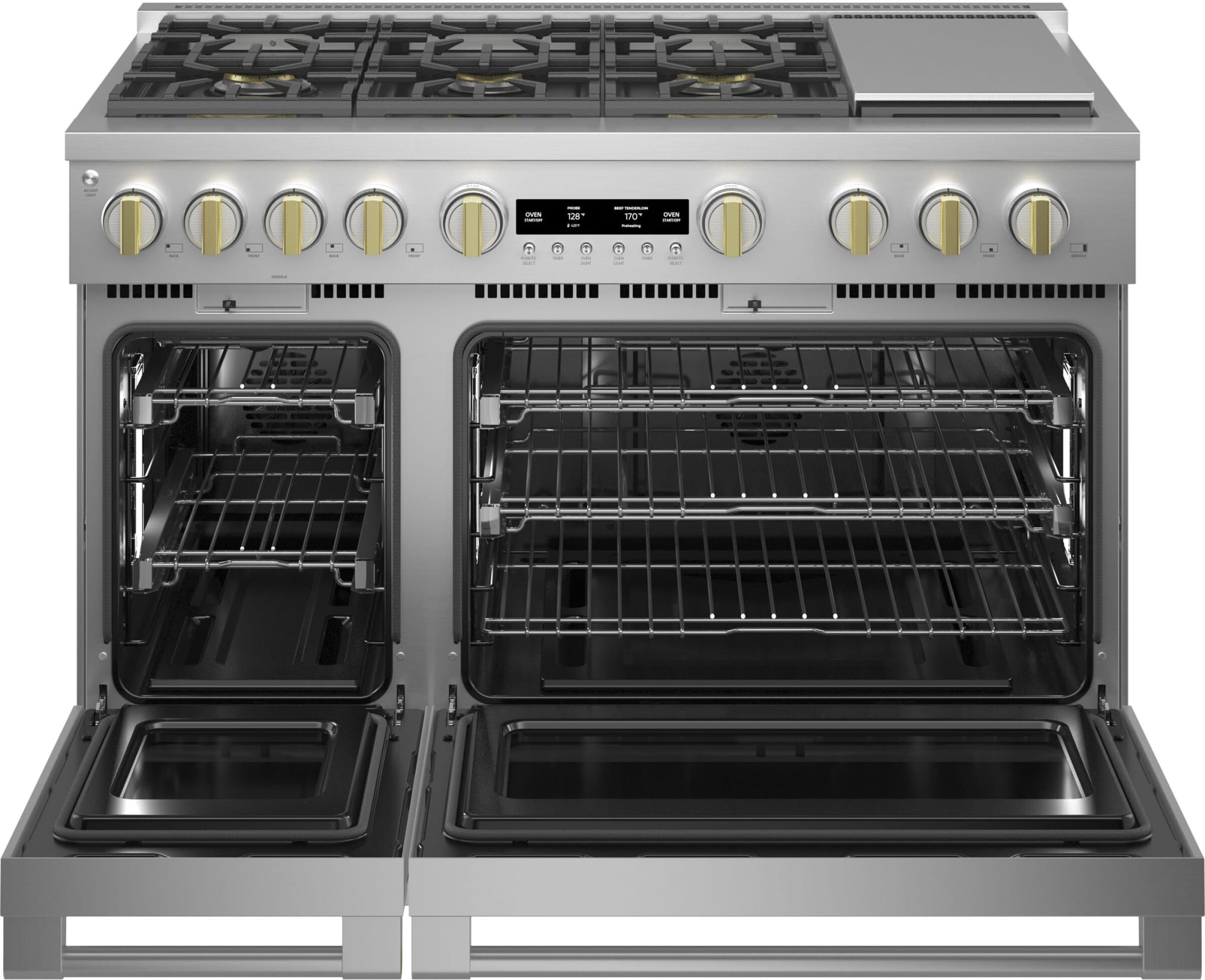 Monogram ZGP486NDTSS 48 Inch Freestanding Professional Gas Smart Range ...