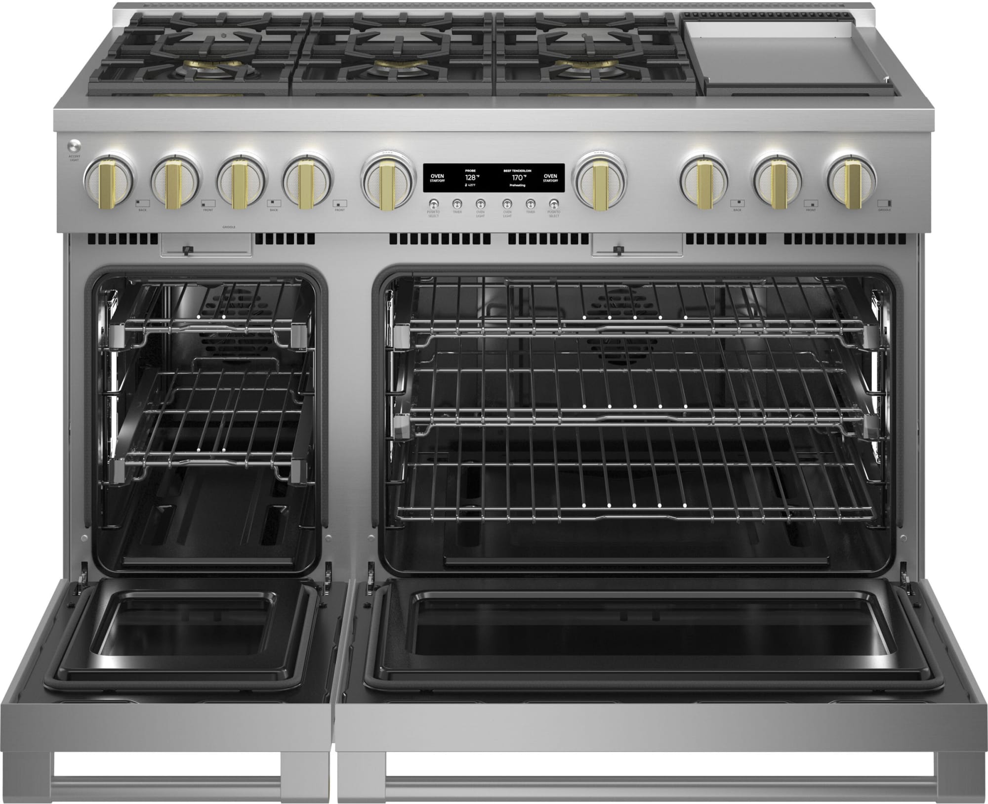 Monogram ZGP486NDTSS 48 Inch Freestanding Professional Gas Smart Range ...