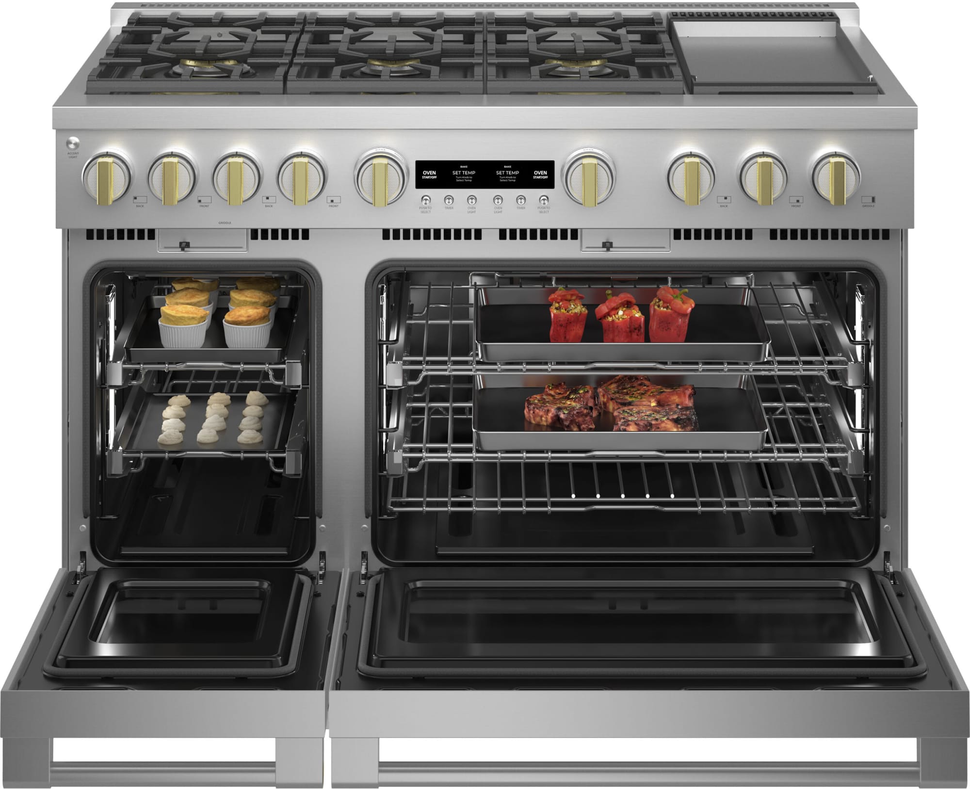 Monogram ZGP486NDTSS 48 Inch Freestanding Professional Gas Smart Range ...
