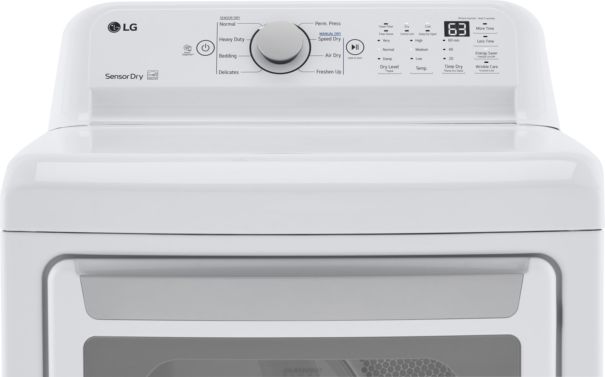 LG DLE7150W 27 Inch Electric Dryer with 7.3 Cu. Ft. Capacity, 8 Dryer ...