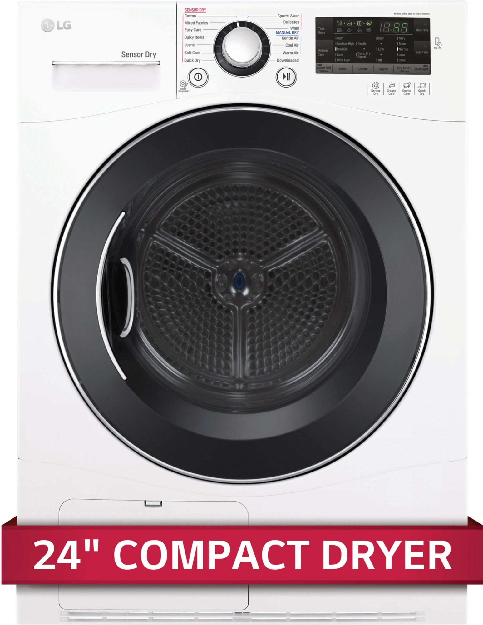 LG DLEC888W 24 Inch Electric Smart Dryer with 4.2 Cu. Ft. Capacity ...