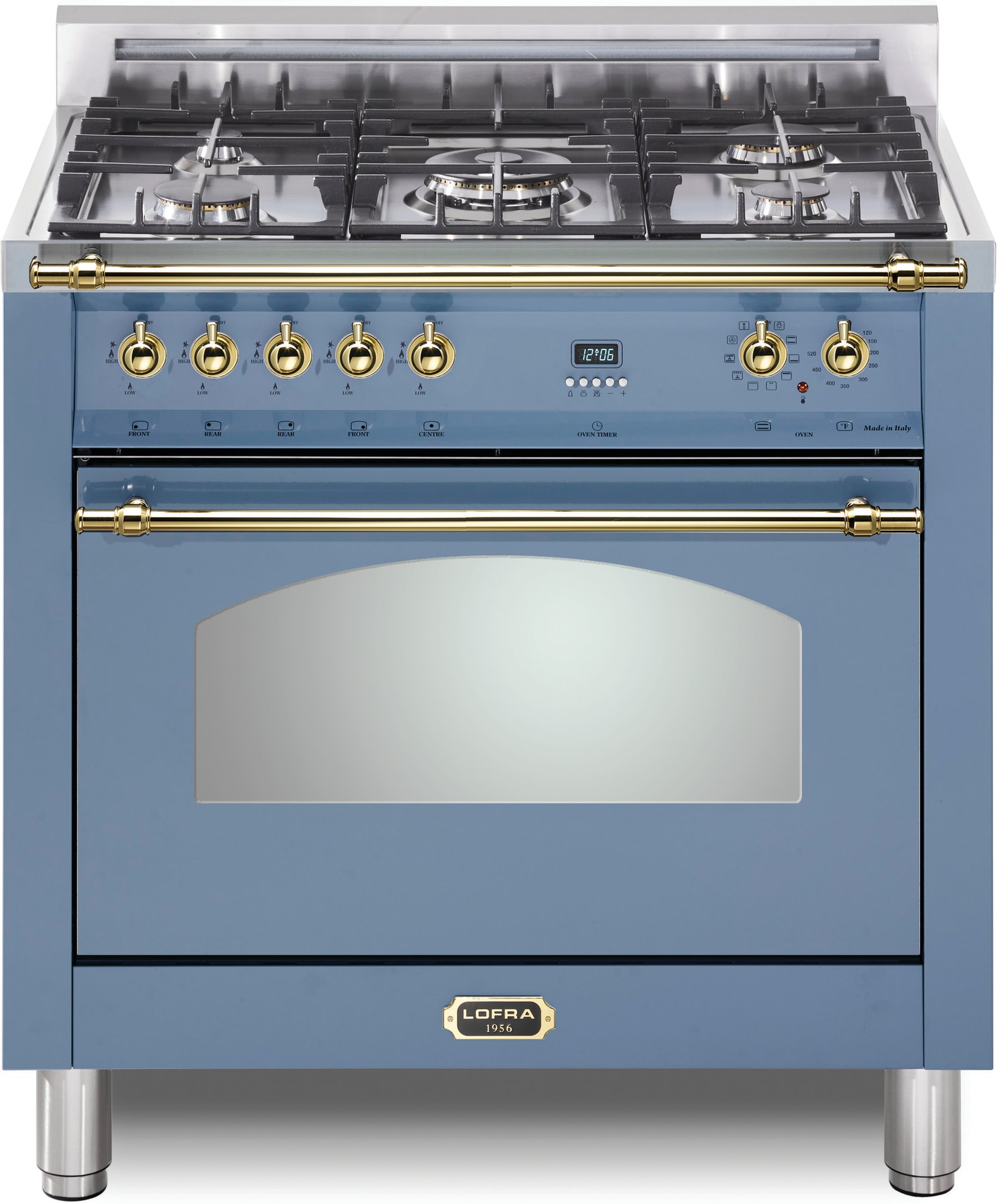 LOFRA RLOS36M0G500 36 Inch Freestanding Dual Fuel Range with 5 Brass ...