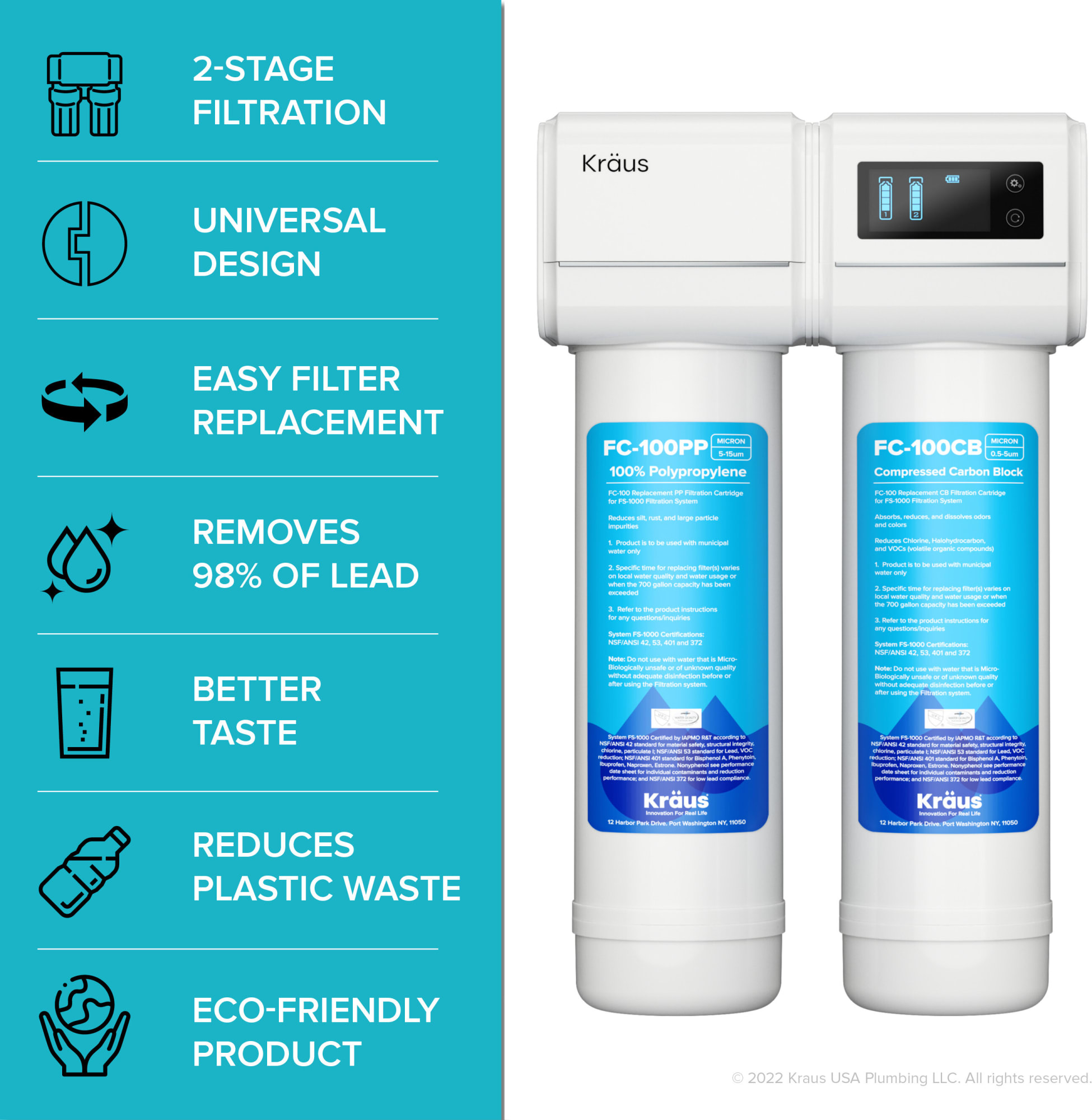 Kraus FS1000FF100SFSMB KRAUS® Purita™ 2-Stage Under-Sink Filtration ...