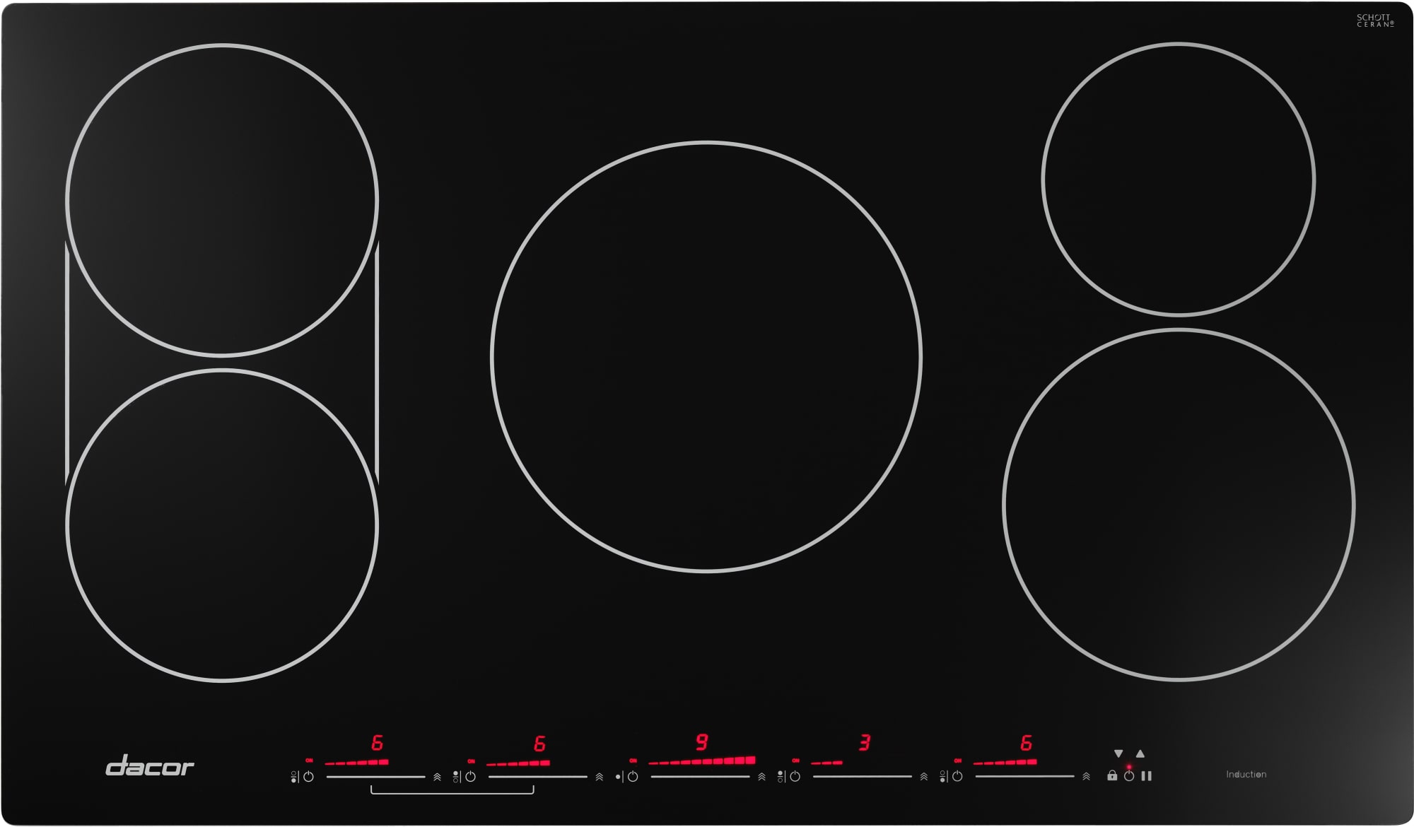 Dacor HICT365BG 36 Inch Induction Cooktop with 5 Cooking Zones ...