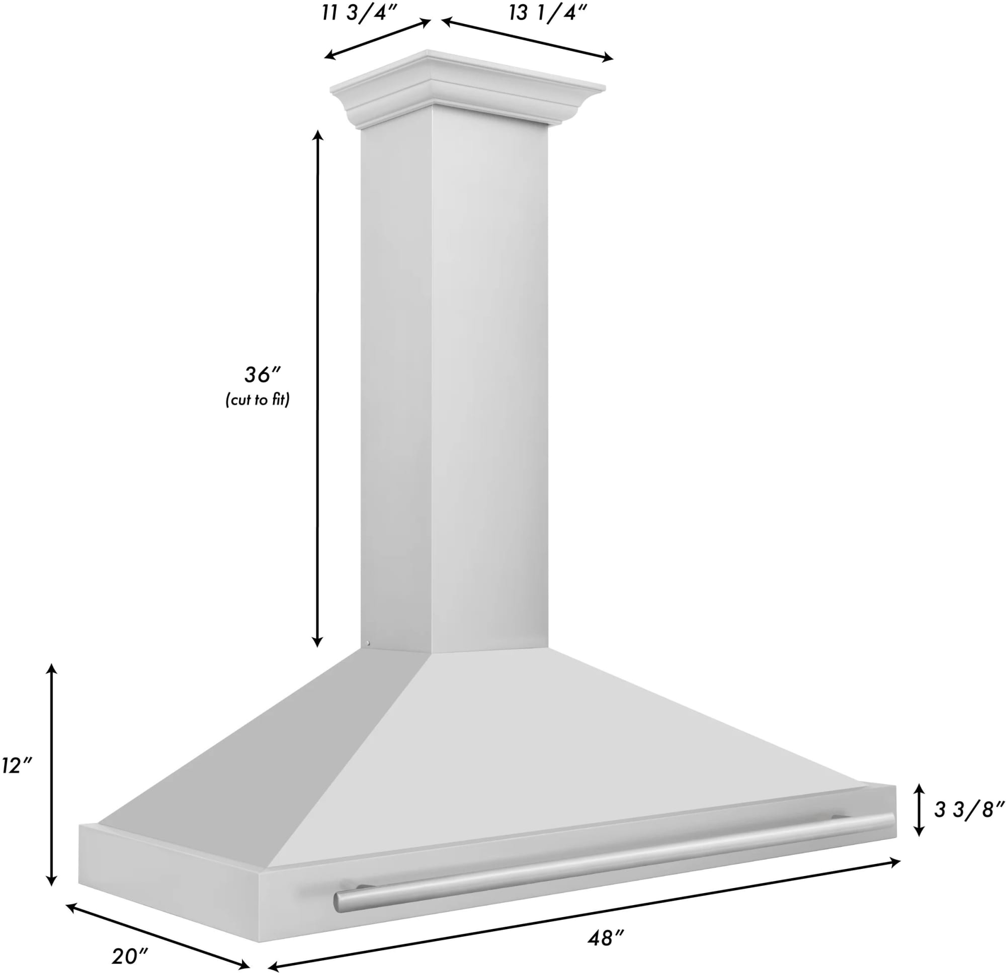 ZLINE KB4STX48 48 Inch Wall Mount Chimney Hood with 400 CFM Internal ...