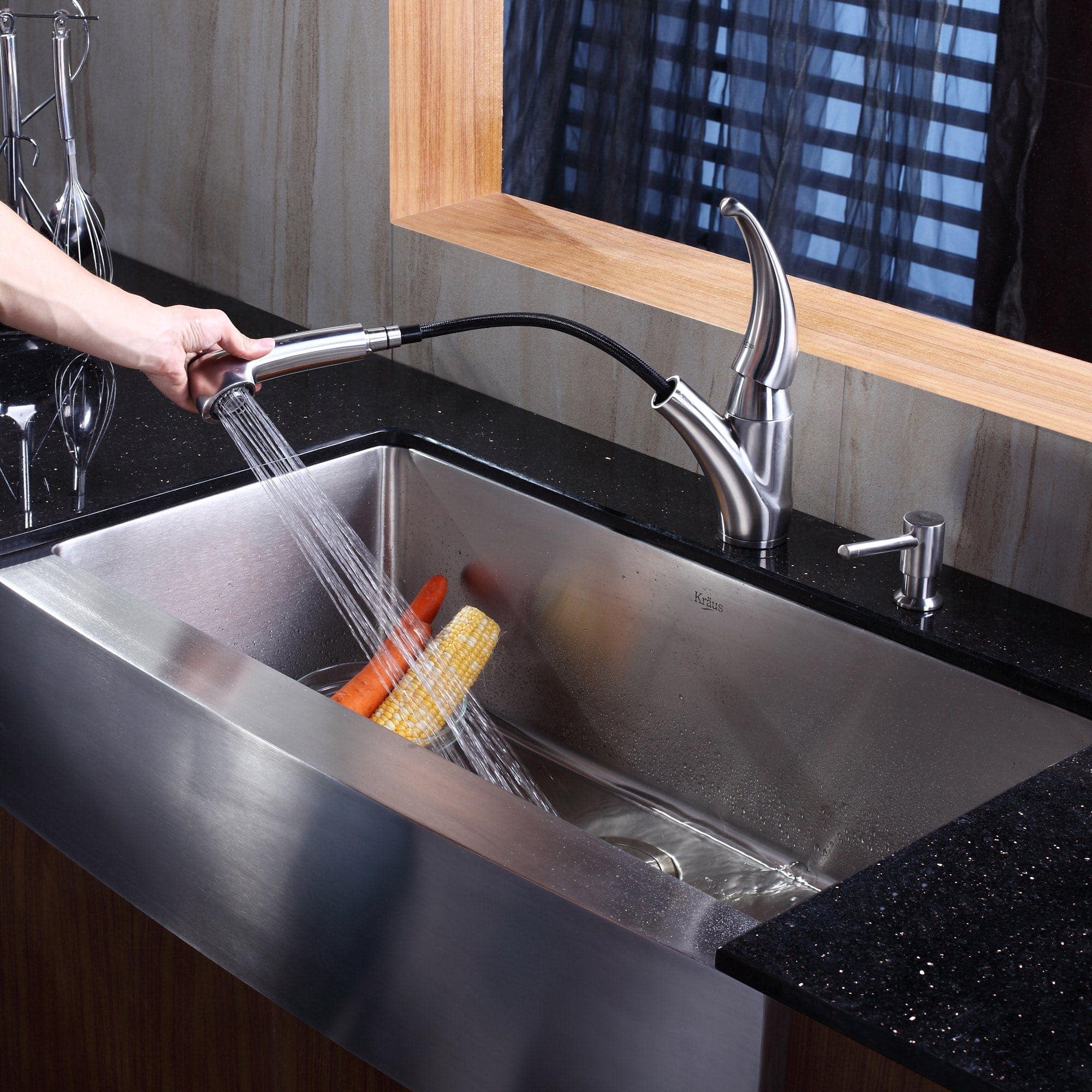 Kraus KHF20036KPF2110SD20 36 Inch Stainless Steel Single Bowl Apron ...