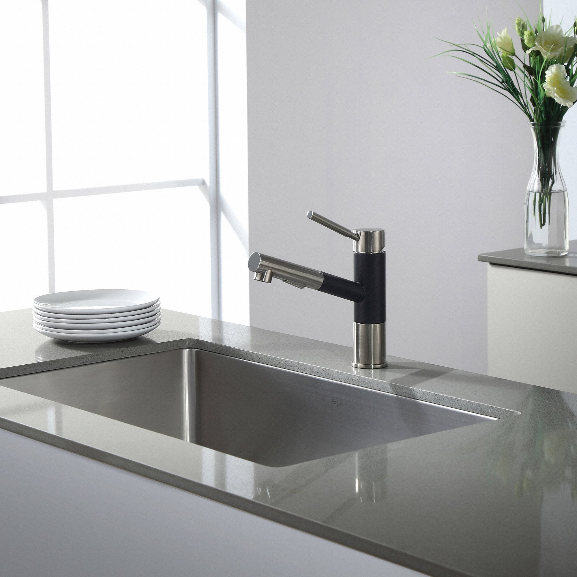 Kraus KPF1750SS Geo Axis™ Pull Out Kitchen Faucet with Dual Function ...