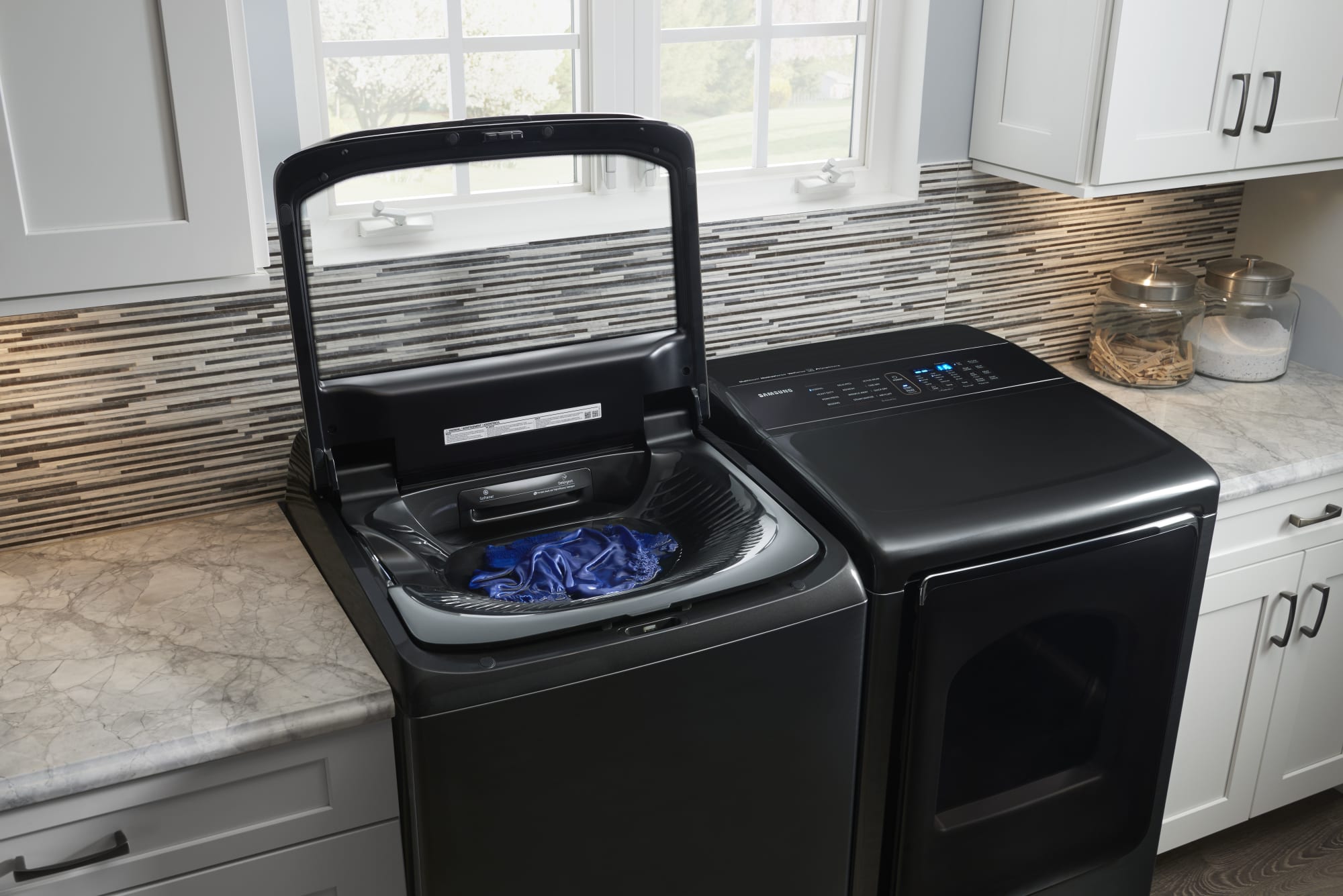 Samsung SAWADREBS4 Side-by-Side Washer & Dryer Set with Top Load Washer ...
