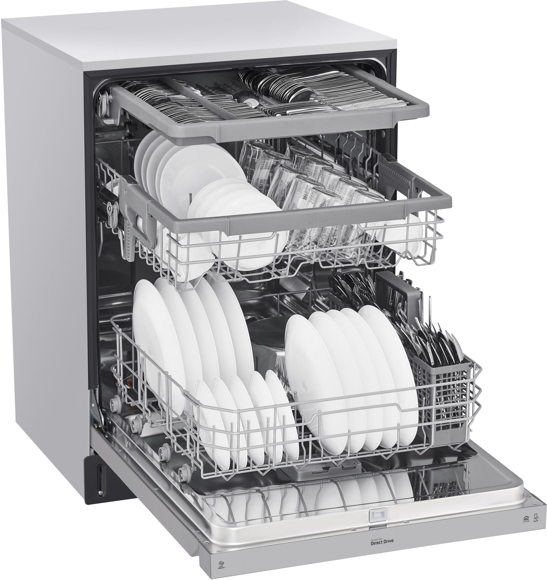 LG LDFN4542S 24 Inch Full Console Dishwasher with 15 Place Settings ...