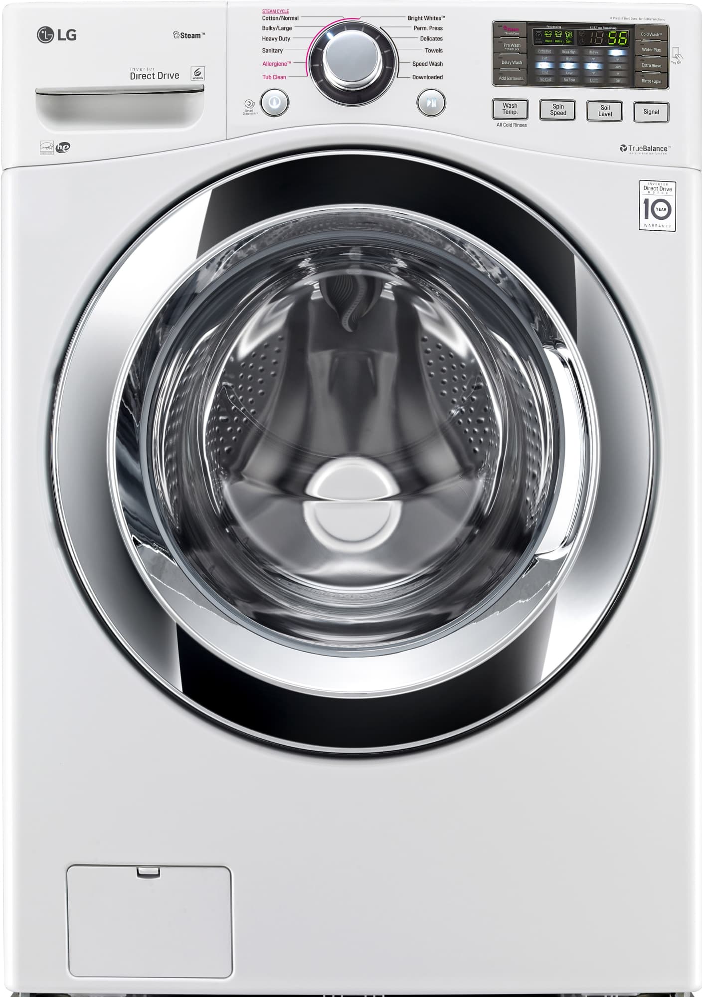 LG WM3670HWA 27 Inch 4.5 cu. ft. Front Load Washer with Steam, Smart ...