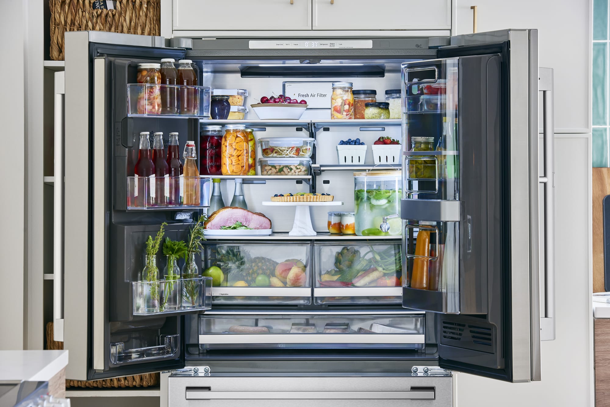 LG SRFVC2416S 36 Inch Counter-Depth French Door Smart Refrigerator with ...
