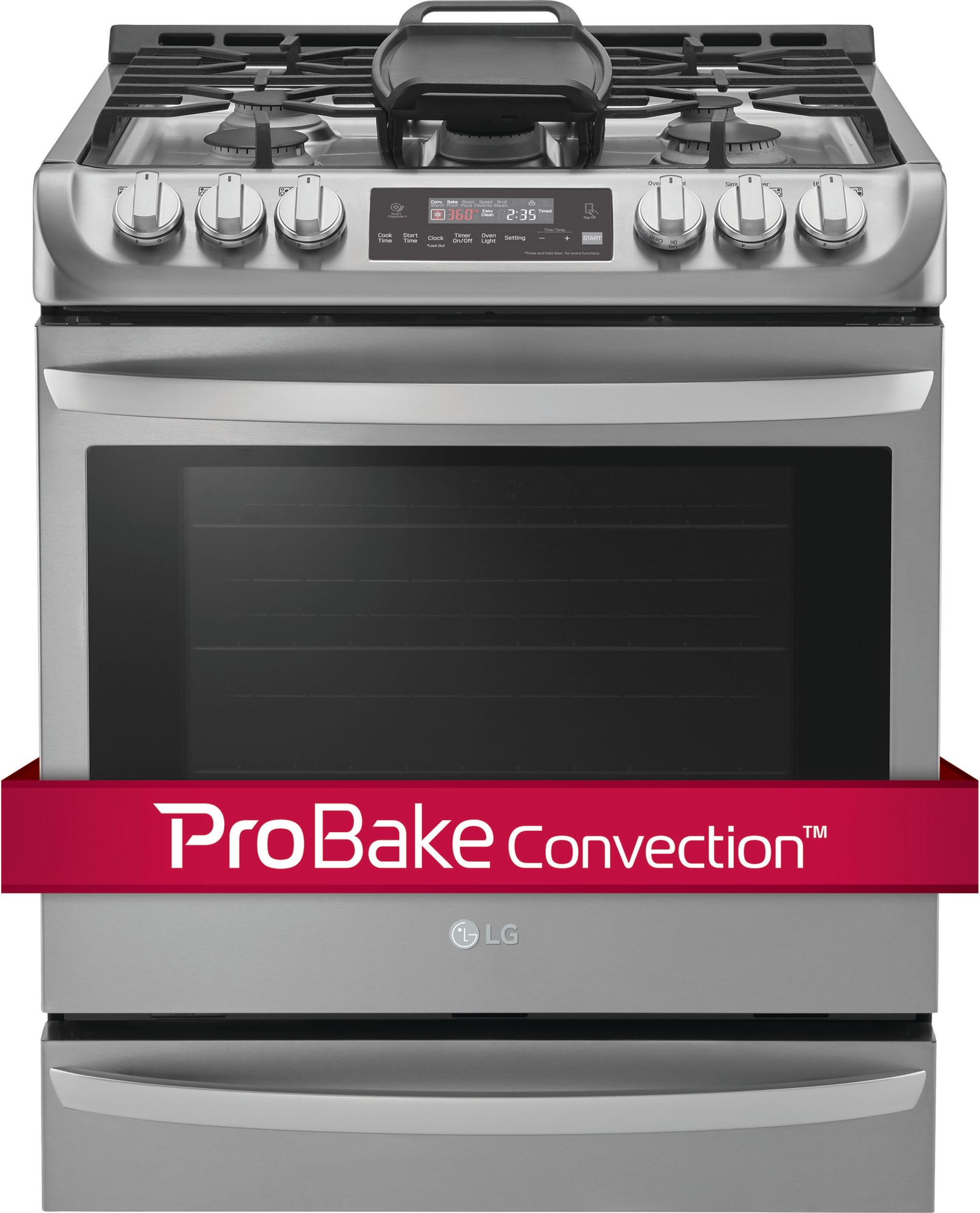 LG LSG4513ST 30 Inch Slide-in Gas Range with 5 Sealed Burners, 6.3 cu ...