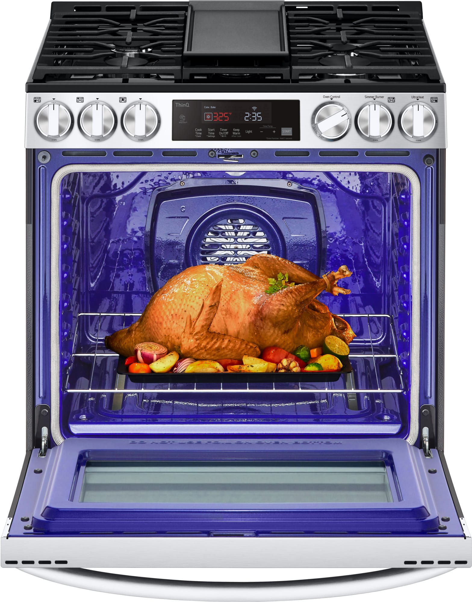 LG LSGL5833F 30 Inch Slide-In Smart Gas Range with 5 Sealed Burners, 5. ...