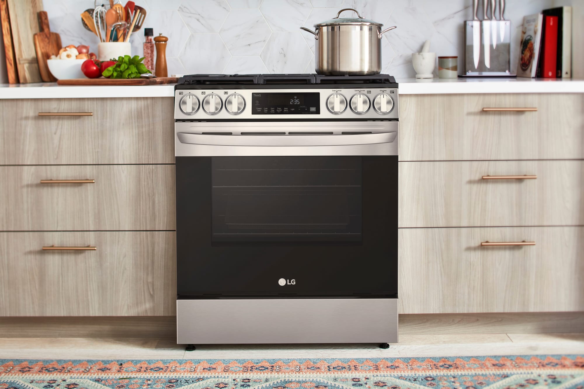 LG LSGL5833F 30 Inch Slide-In Smart Gas Range with 5 Sealed Burners, 5. ...