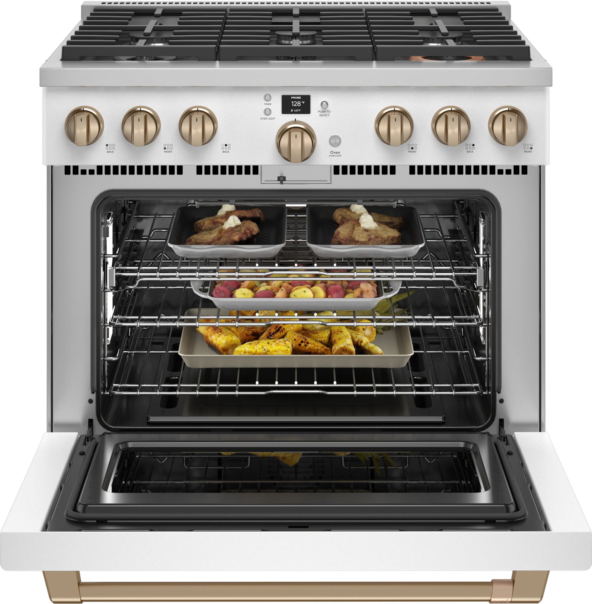 Cafe CGY366P4TW2 36 Inch Smart Professional Gas Range with 6 Sealed ...
