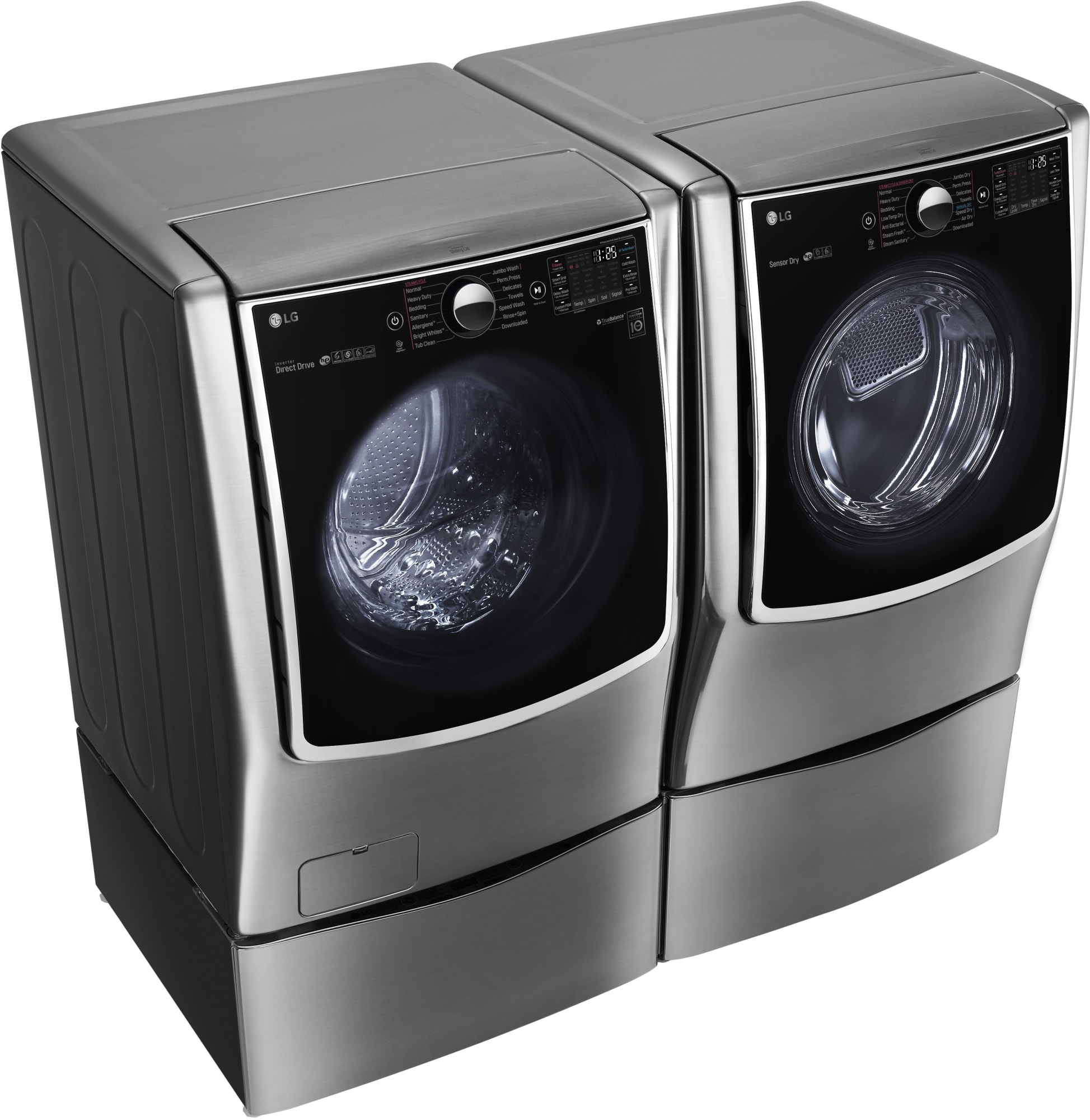 LG LGWADRGTUR2G Side-by-Side on Pedestals Washer & Dryer Set with Front ...