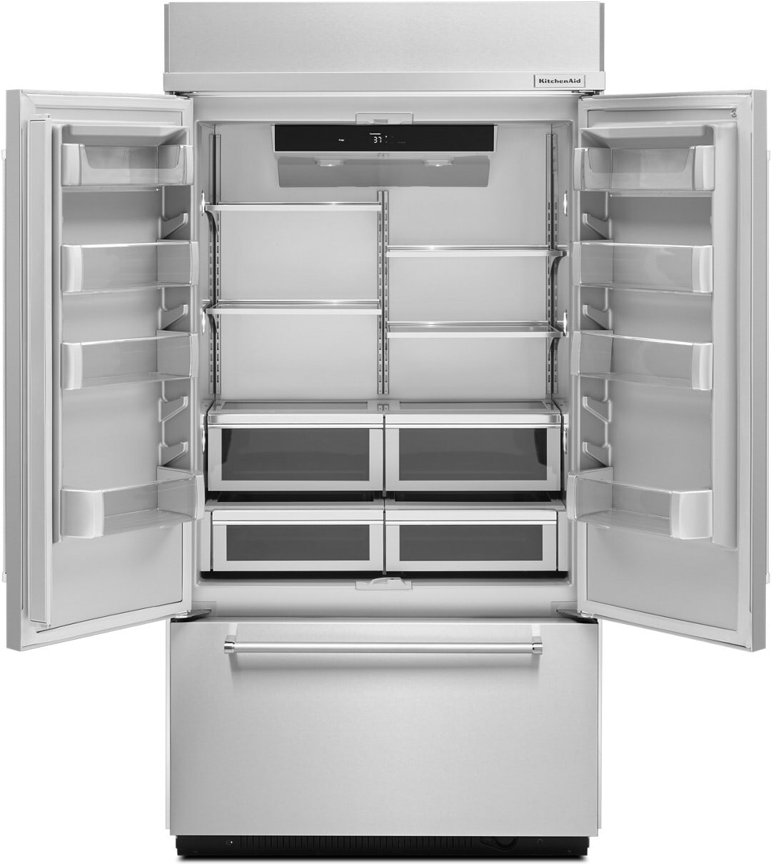 KitchenAid KBFN502ESS 42 Inch Built-In French Door Refrigerator with 24 ...
