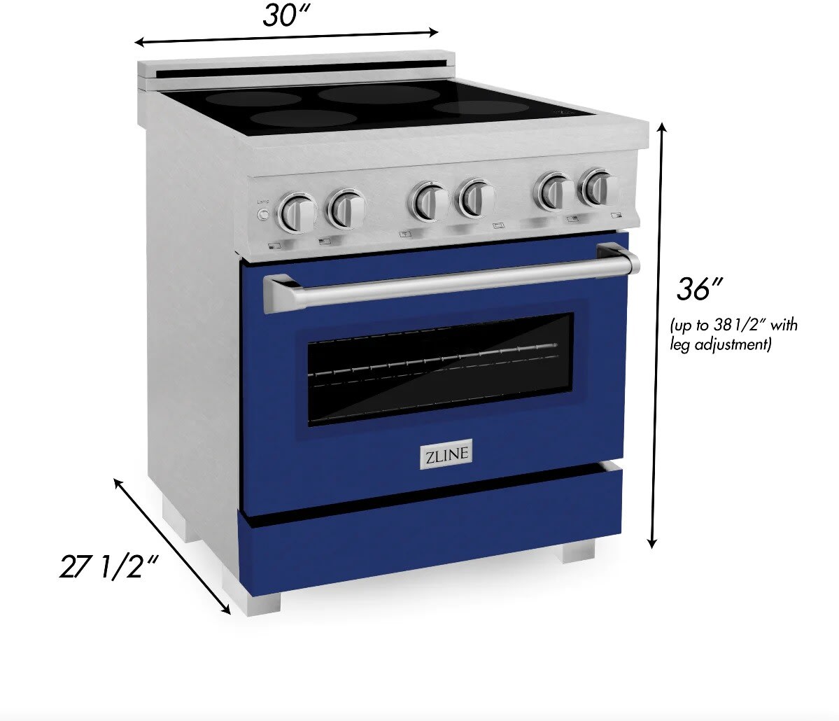 ZLINE RAINDSBG30 30 Inch Freestanding Induction Range with 4 Radiant ...