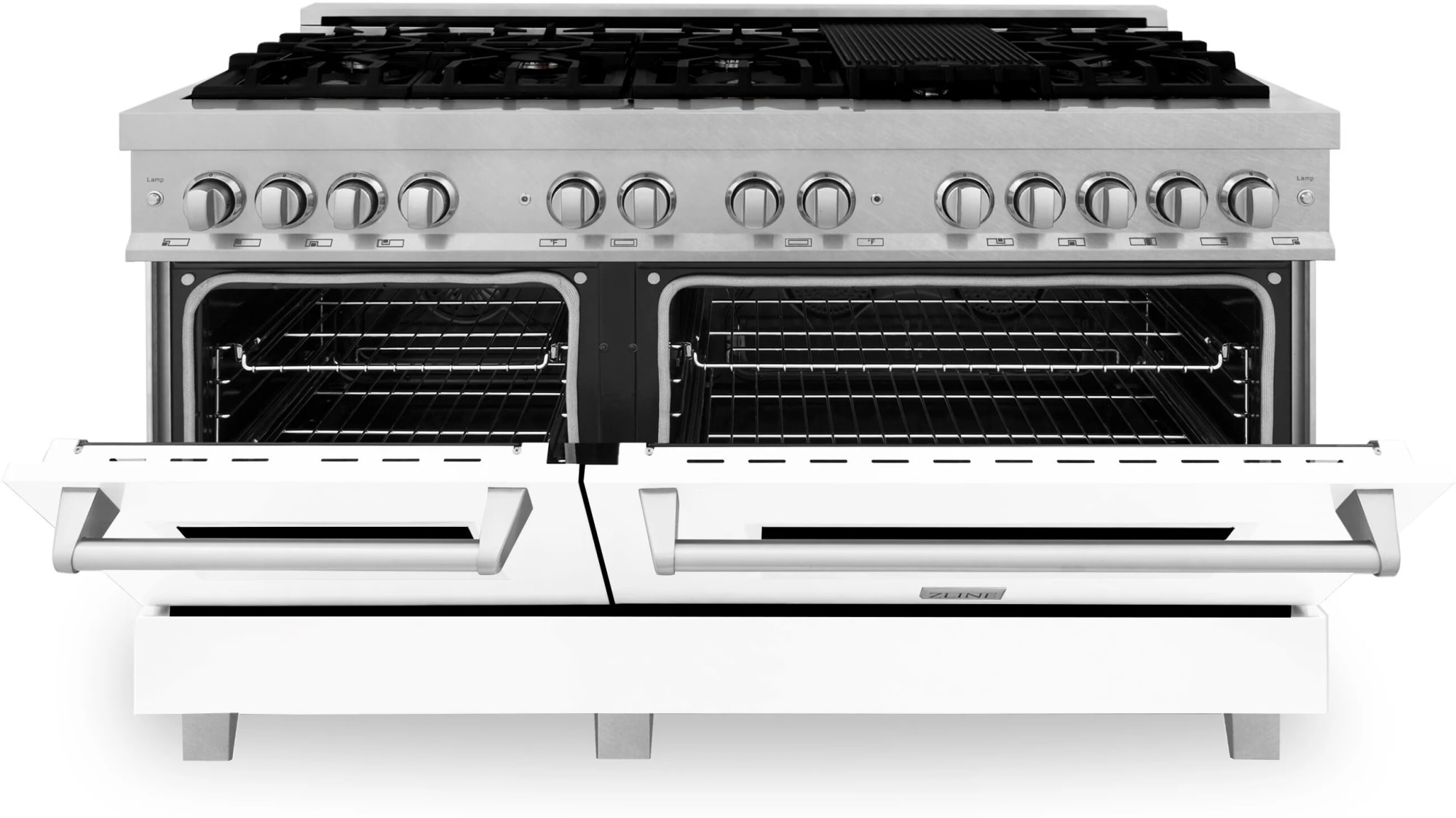 ZLINE RASWM60 60 Inch Pro-Style Double Oven Dual Fuel Range with 9 ...
