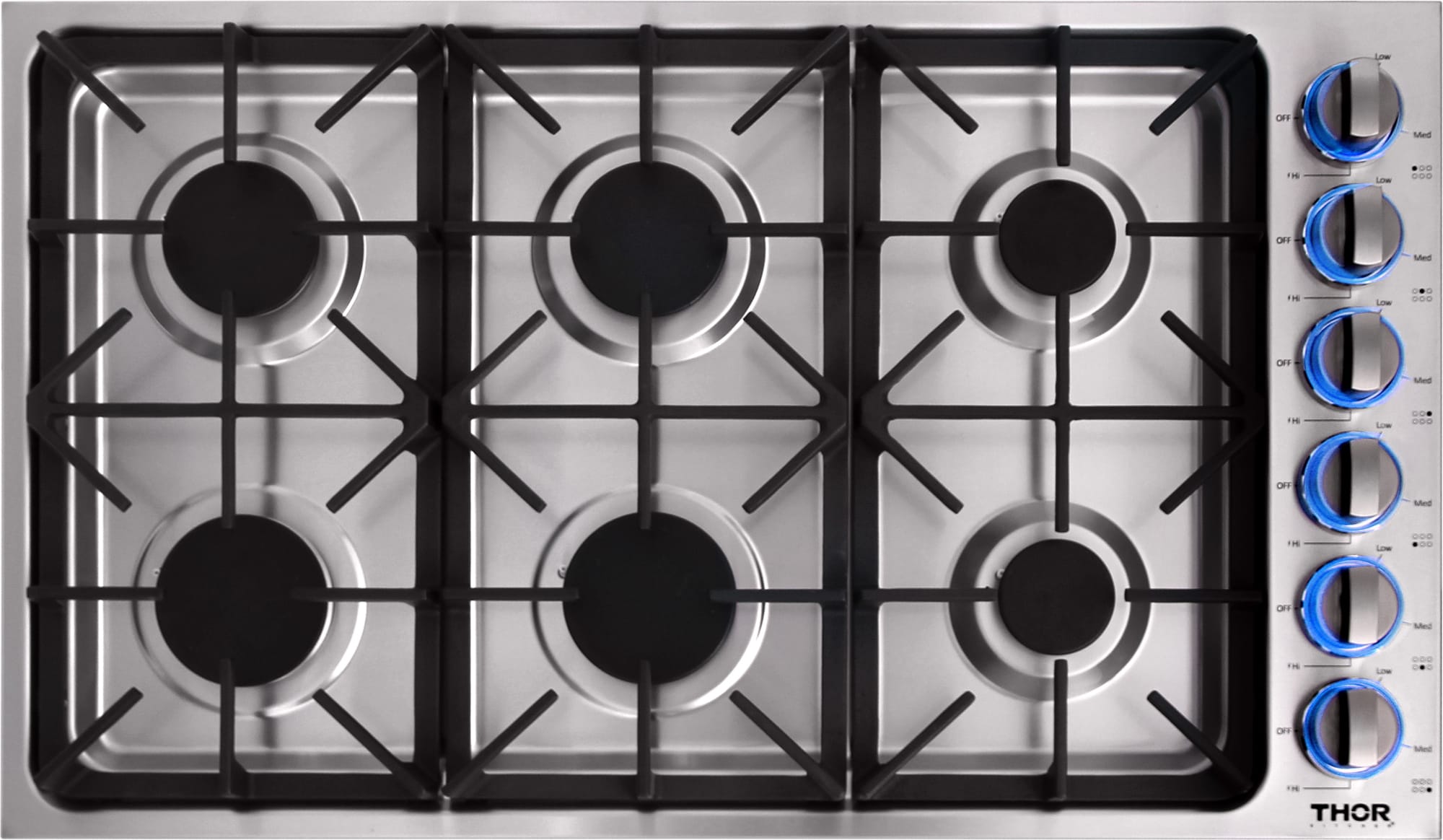 Thor Kitchen TGC3601 36 Inch Gas Cooktop with 6 Sealed Burners ...