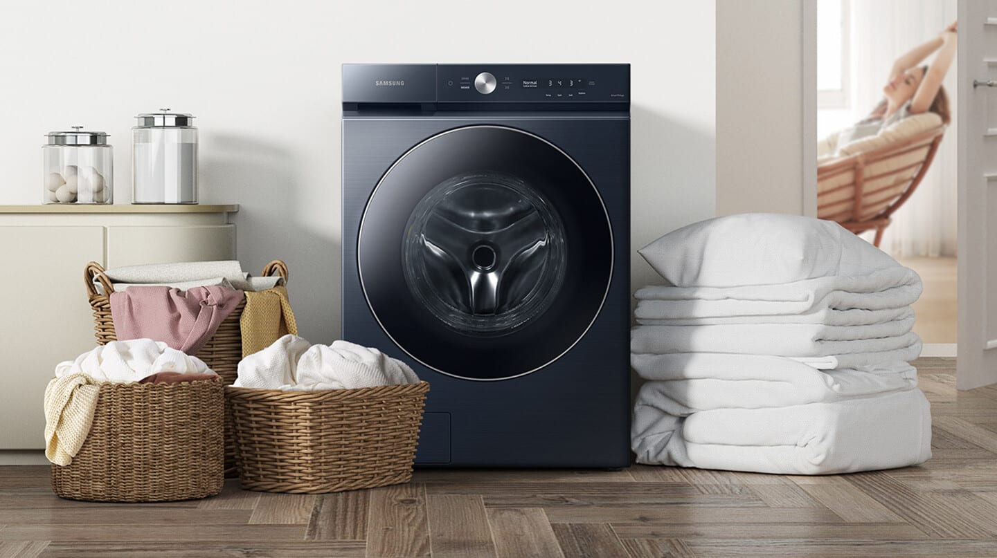 Samsung SAWADRED89002 Side-by-Side on Pedestals Washer & Dryer Set with Front Load Washer and ...