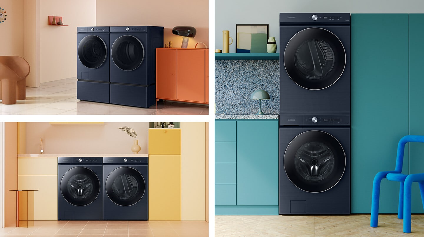 Samsung SAWADRED89002 Side-by-Side on Pedestals Washer & Dryer Set with Front Load Washer and ...