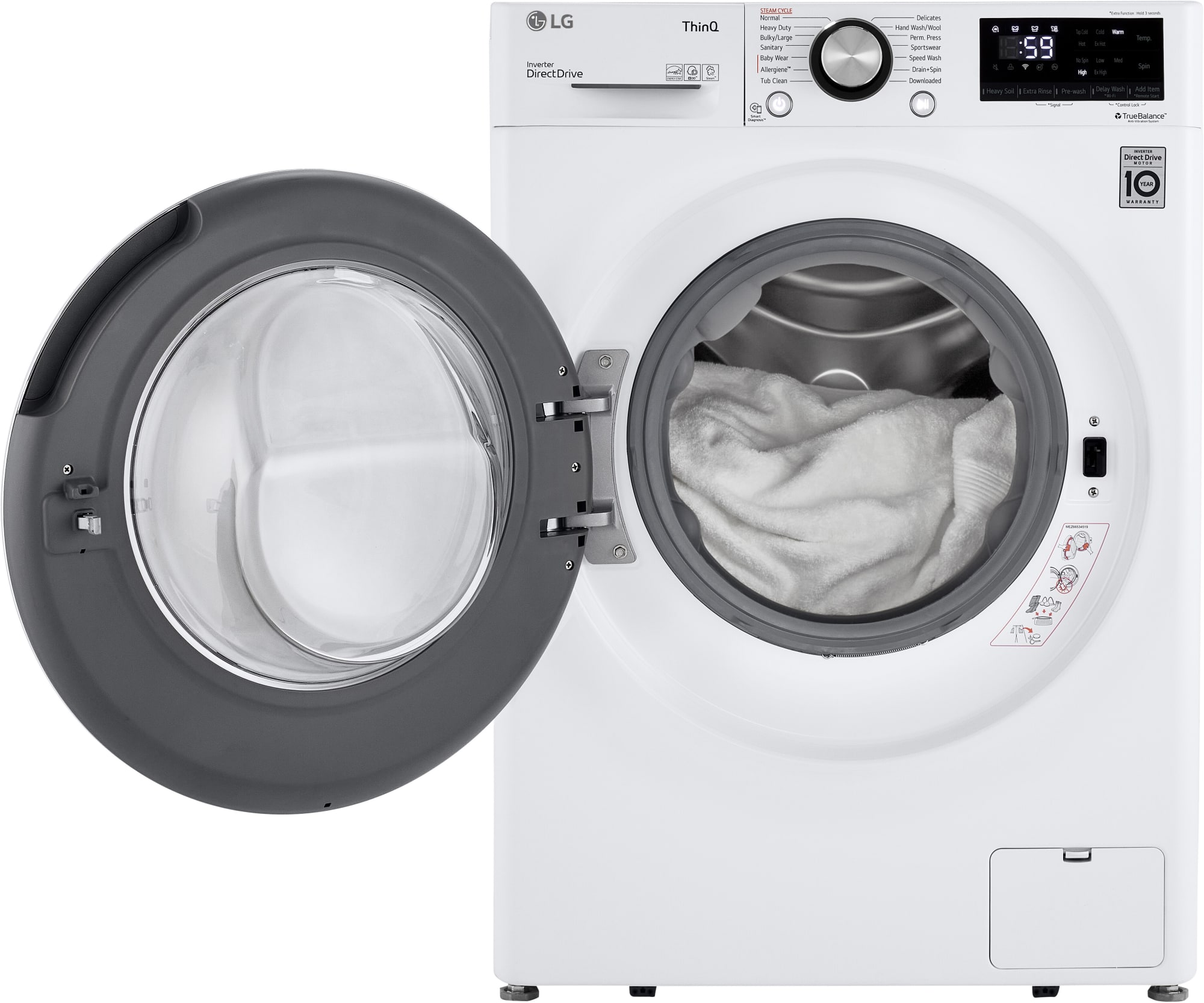 LG WM1455HWA 24 Inch Smart Compact Front Load Washer with 2.4 Cu. Ft ...