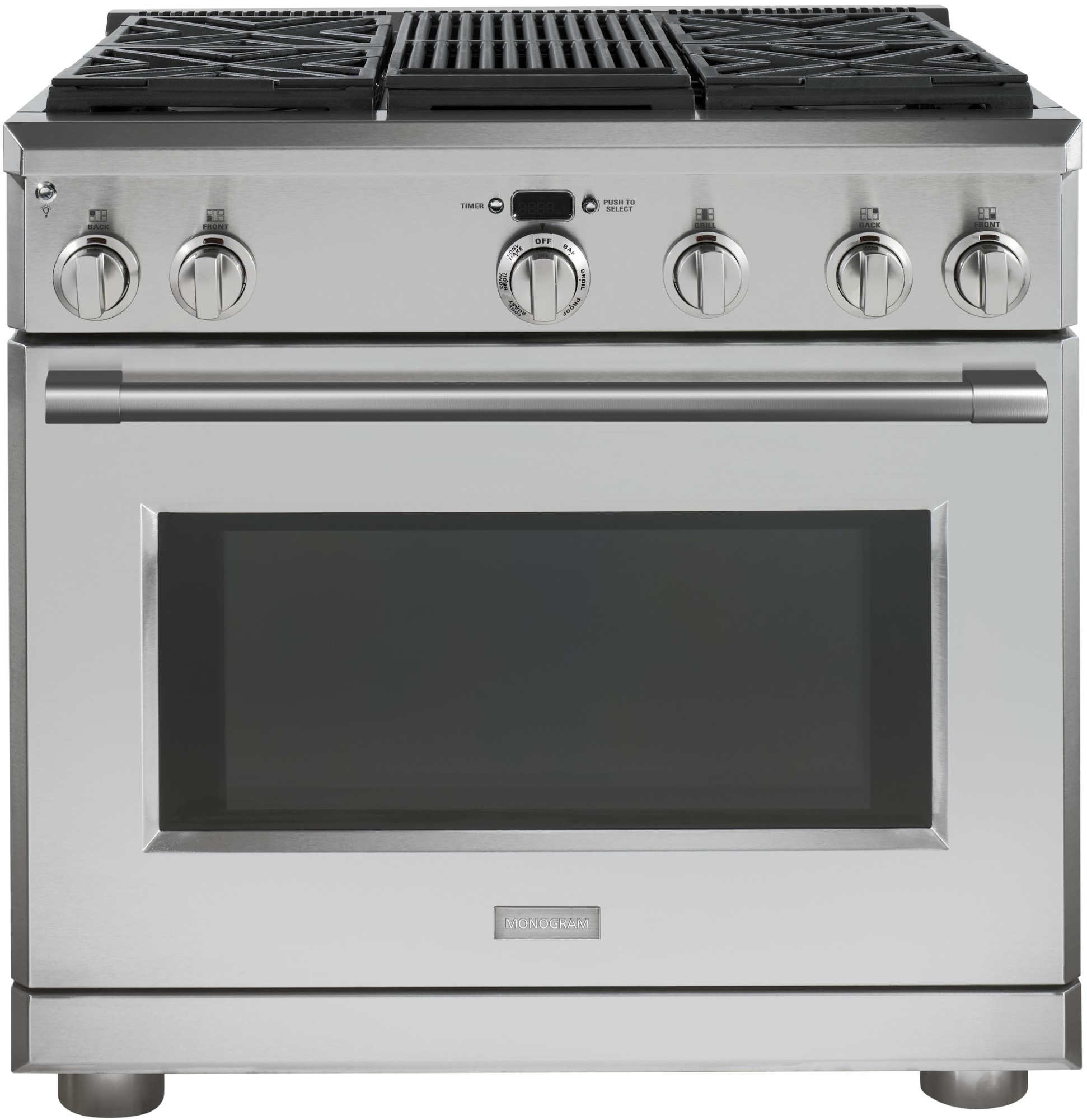 Monogram ZDP364NRNSS 36 Inch Freestanding Professional Dual Fuel Range ...