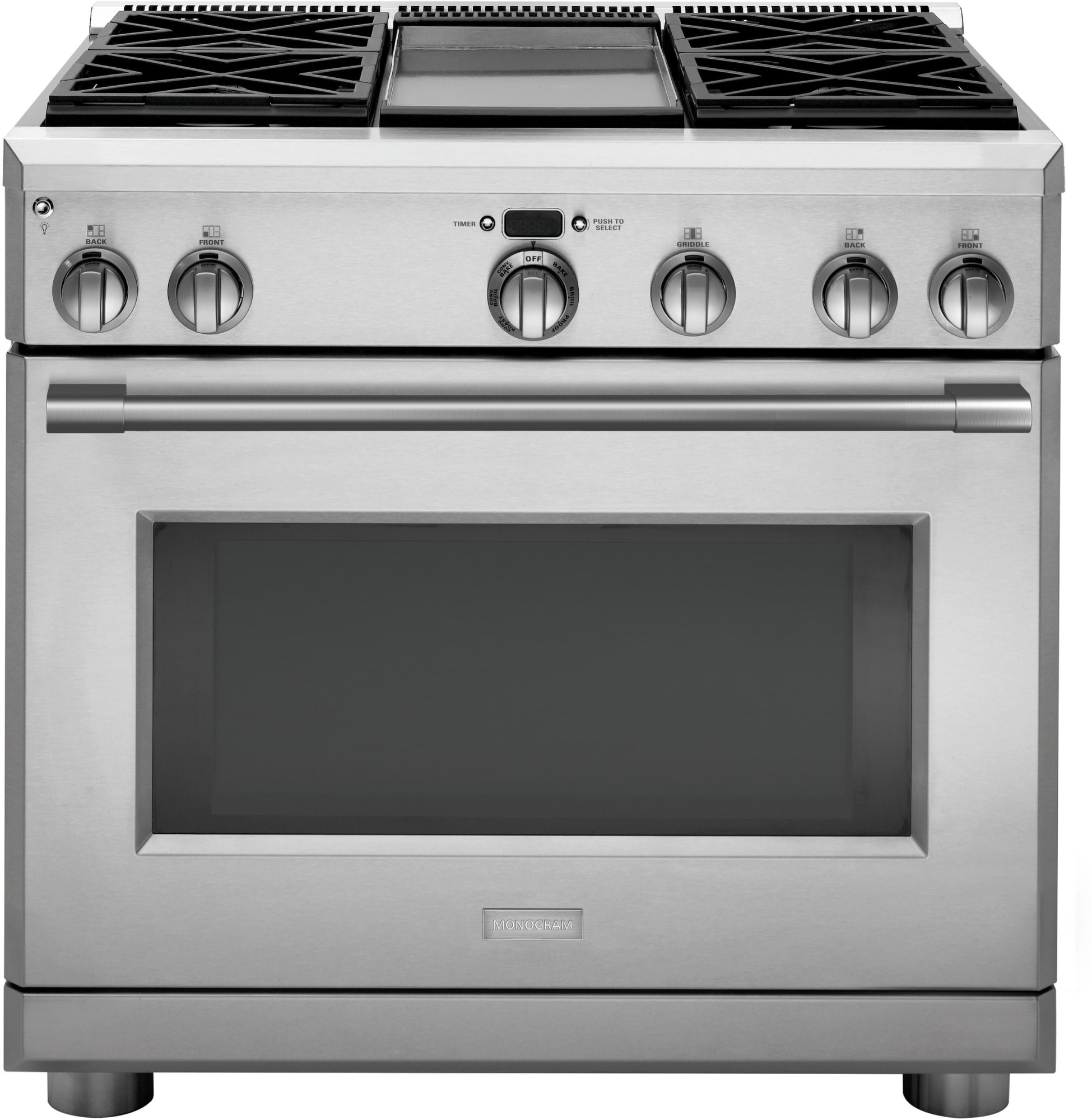 Monogram ZGP364NDNSS 36 Inch Freestanding Professional Gas Range with 4 ...