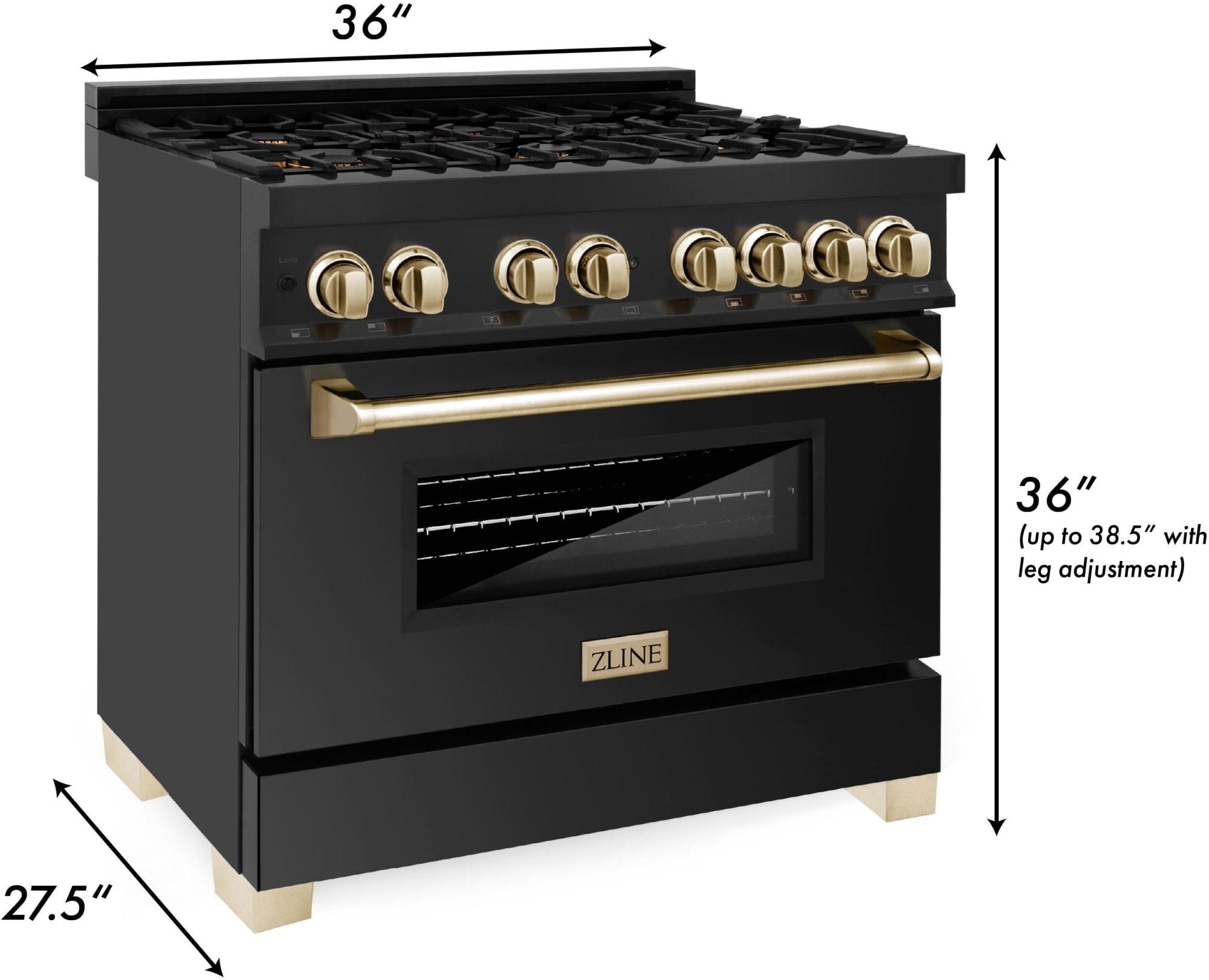 ZLINE RABZ36G 36 Inch Autograph Edition Dual Fuel Range with 6 Italian ...