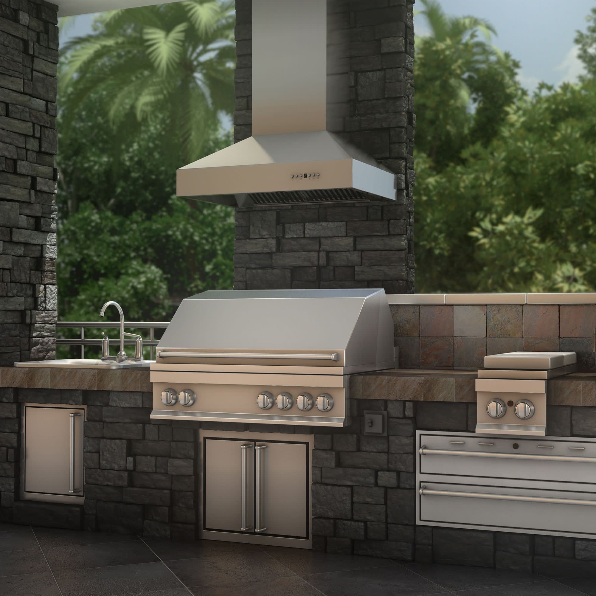 ZLINE 66730436 Outdoor Wall Mount Range Hood with 4-Speed Fan, 700 CFM ...