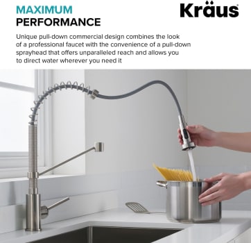 Kraus KPF1610MBSB Single Handle Commercial Kitchen Faucet with 1.8 GMP ...
