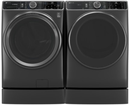 GE Profile GEWADREPWDS955S3 Side-by-Side on Risers Front Load Washer ...
