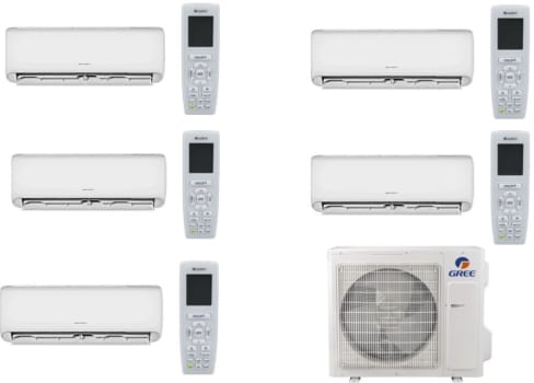 Gree GREE42KMULTI5HEAD99999 42,000 BTU Condenser with 5 9,000 BTU ...