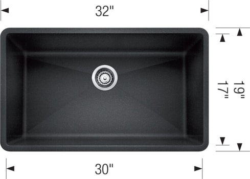 Blanco 440149 32 Inch Undermount Single Bowl Granite Sink with 9-1/2 ...
